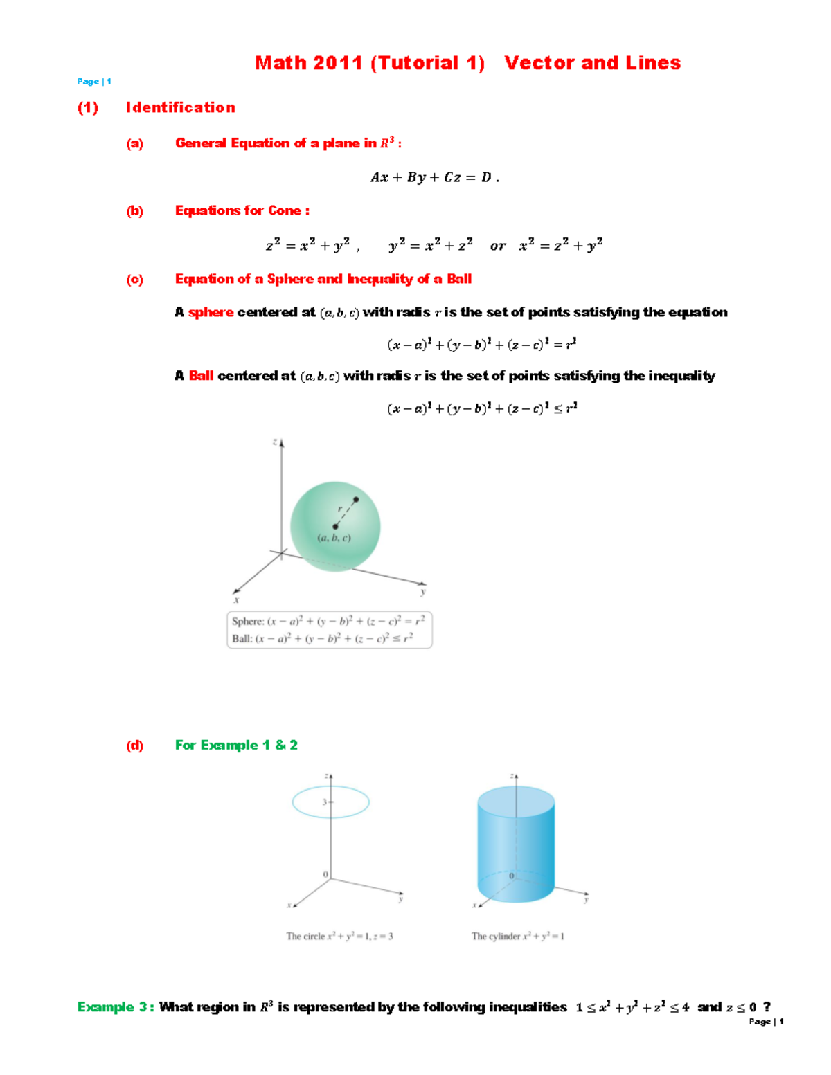 Math 2011 Tutorial 1 - Einstein Kong - Math 2011 (Tutorial 1) Vector ...