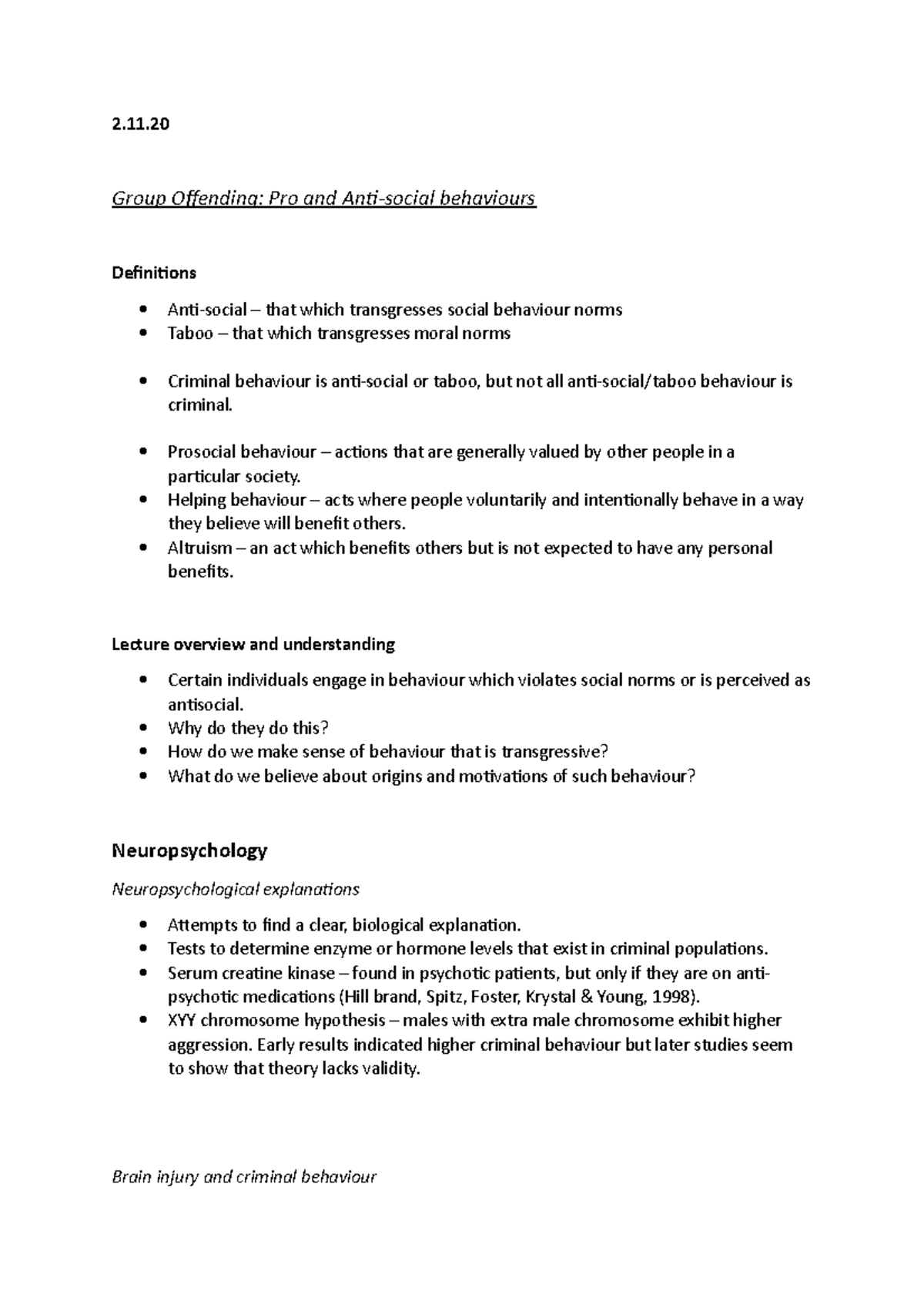 Pro and antisocial behaviours week 15 lecture 2 - 2. Group Offending ...