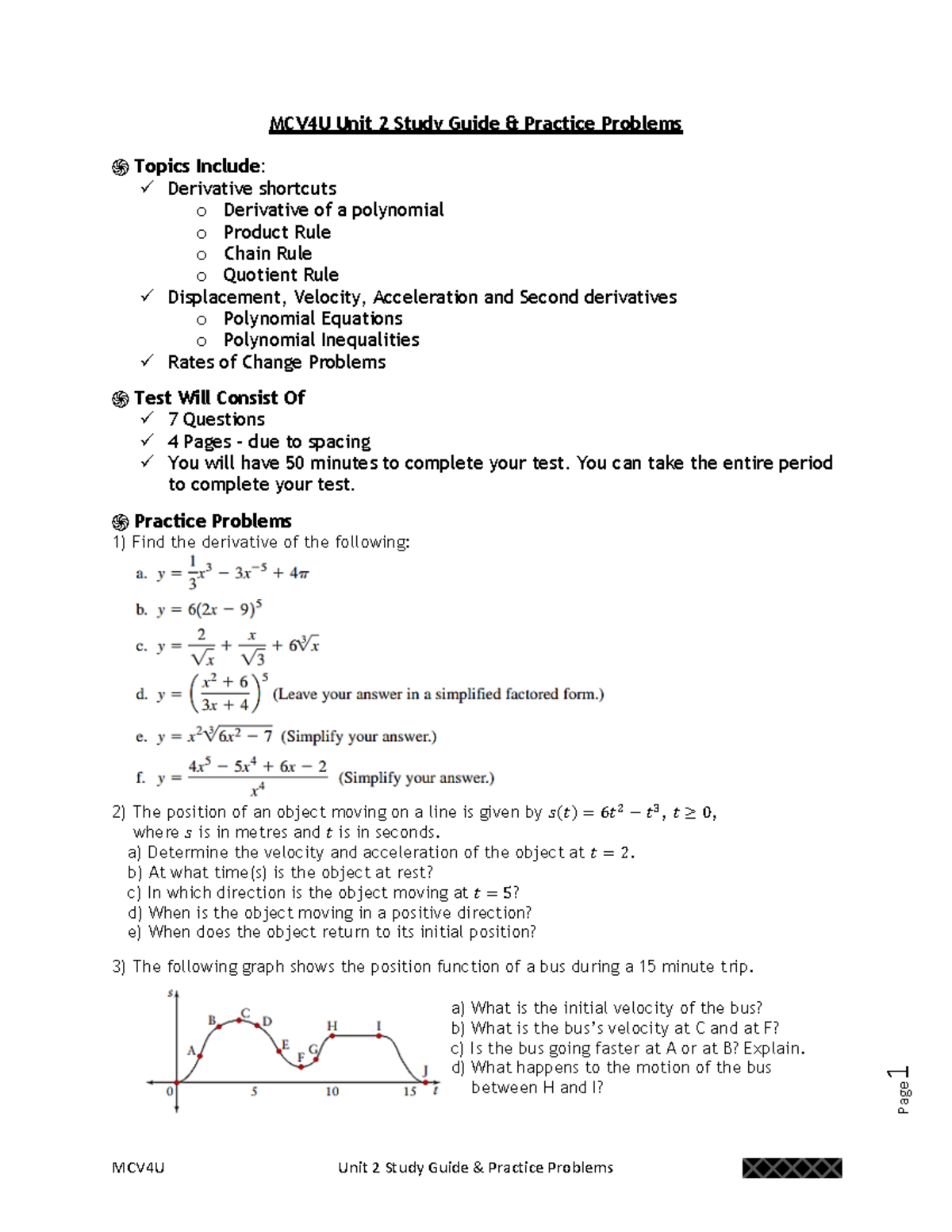 MCV4U Unit 2 Study Guide - Page 1 MCV4U Unit 2 Study Guide & Practice ...