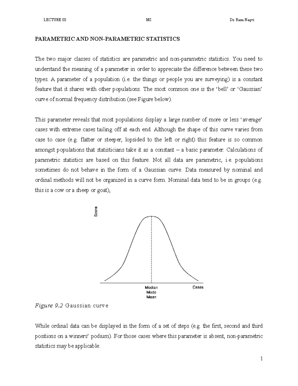 Parametric-Non Parametric-DATA - PARAMETRIC AND NON-PARAMETRIC ...