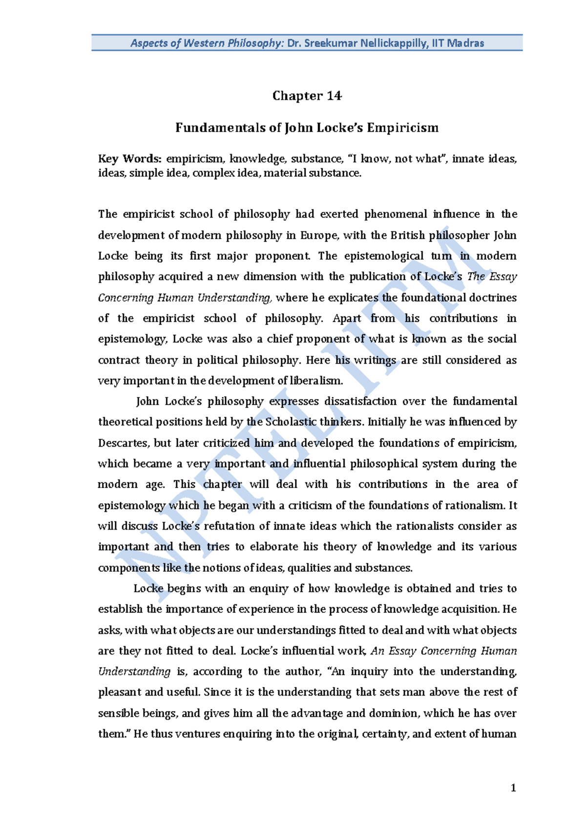 Fundamentals of John Locke’s Empiricism - Chapter 14 Fundamentals of ...