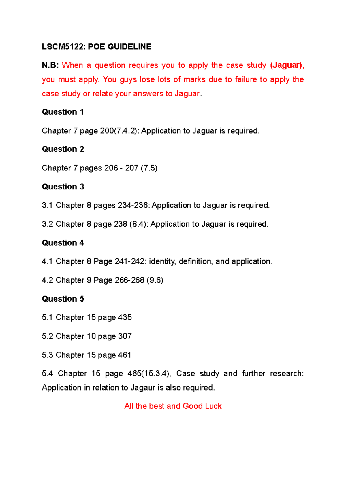 LSCM5122 POE Guideline 2023 - LSCM5122: POE GUIDELINE N: When a ...