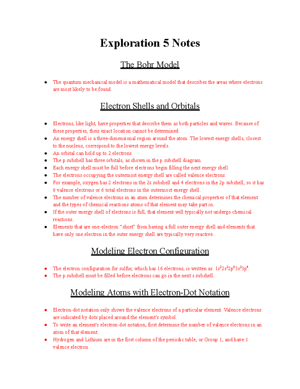 Unit 2 - Lesson 1 - Exploration 5 Notes - Exploration 5 Notes The Bohr ...