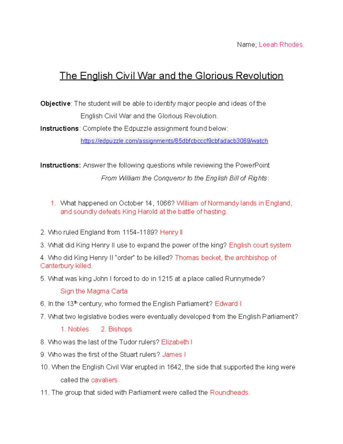 2024=The English Civil War and the Glorious Revolutionfinished - Name ...