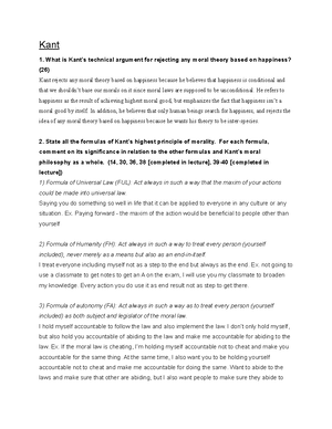 Kant Paper - ethics - Patel Being Worthy of Happiness In this paper, I ...