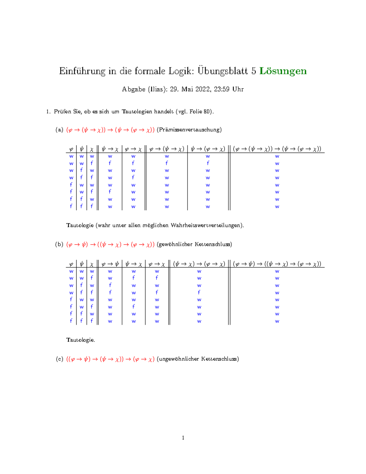 Uebungblatt 5 Loesungen - Einf ̈uhrung in die formale Logik ...
