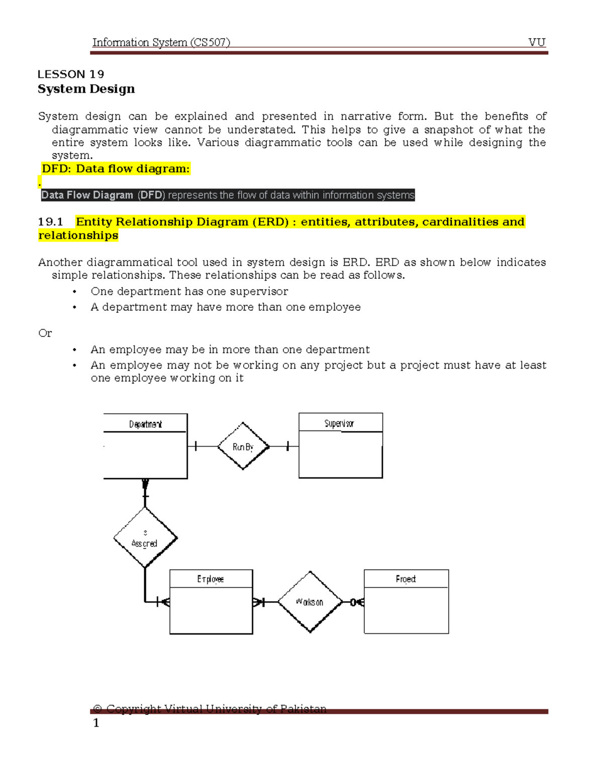 CS507 - Information Systems (Lecture 19 - 45) - LESSON 19 ####### System Design System design ...