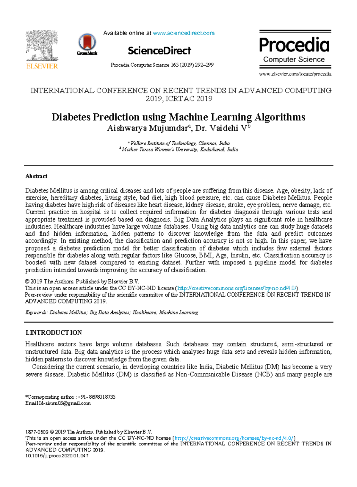 Diabetes - ScienceDirect Available online at sciencedirect Procedia ...