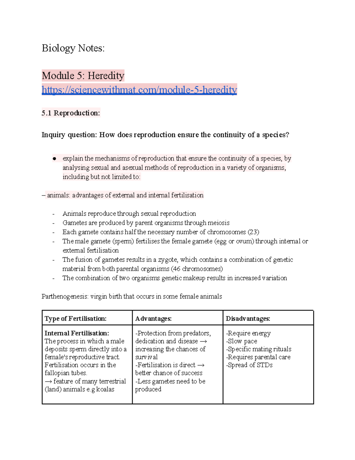 Biology Module 5 Heredity - Biology Notes: Module 5: Heredity ...
