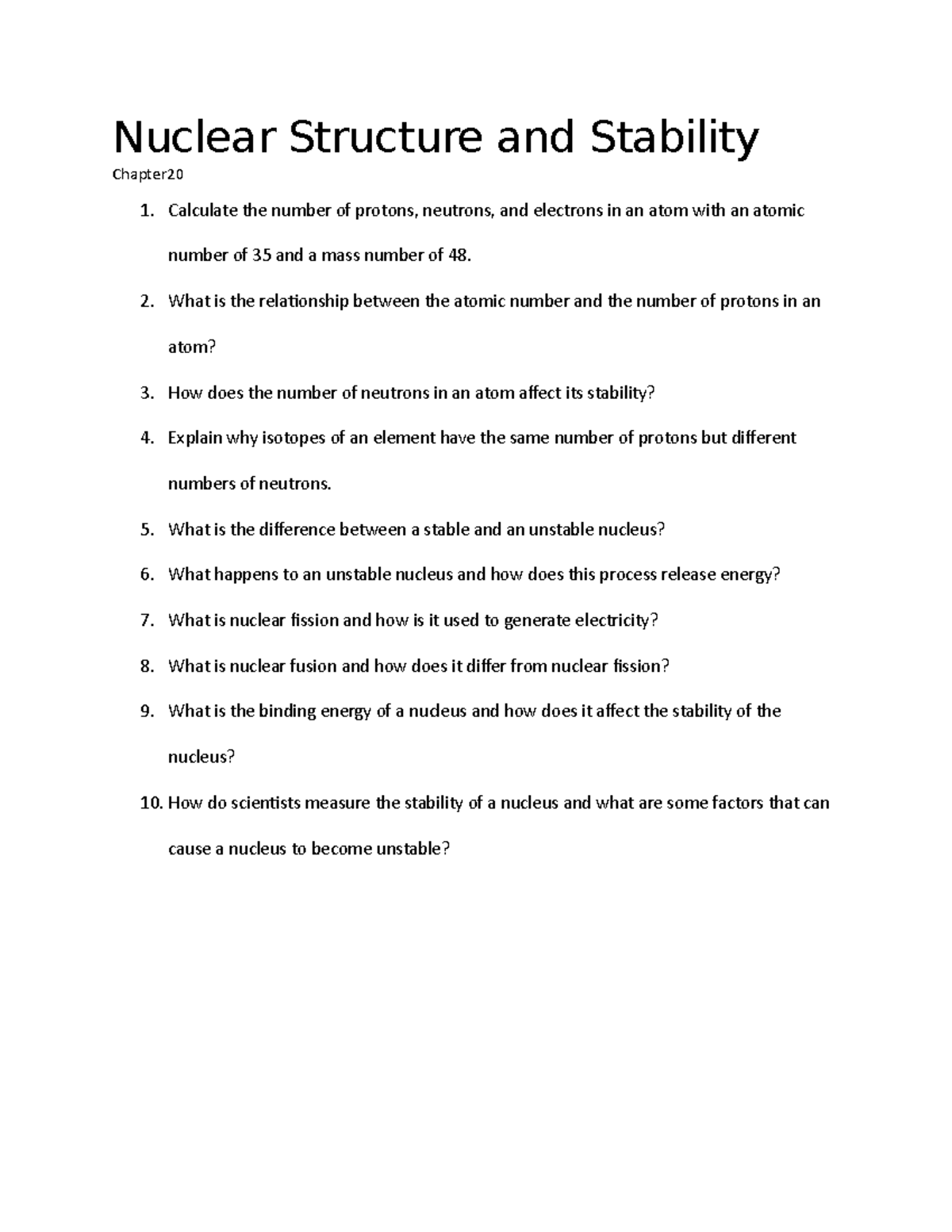 Nuclear Structure and Stability - Studocu