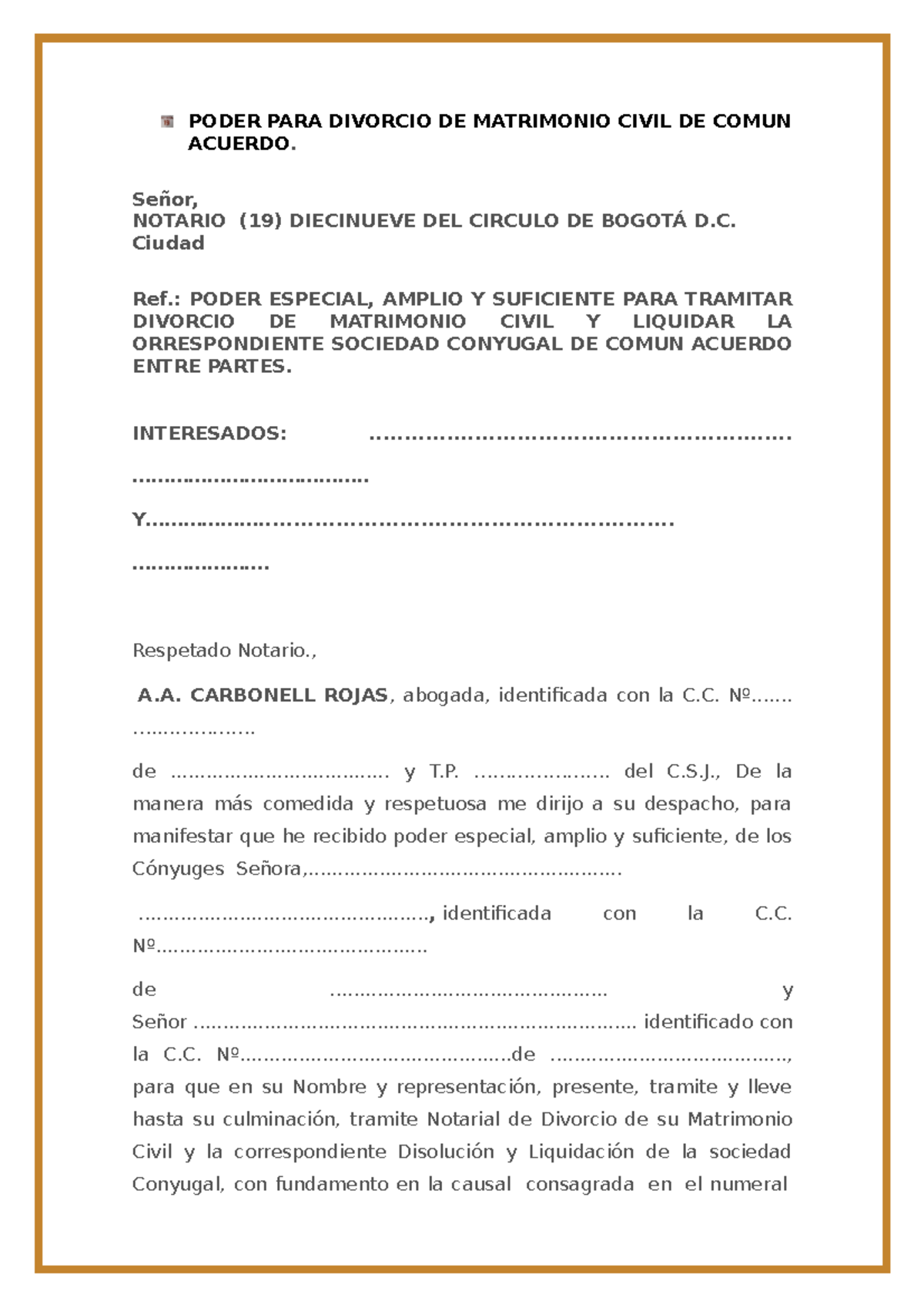 Modelo De Solicitud De Divorcio De Matrimonio Civil Ante Notario Pdf/ejemplo De Acta De Divorcio