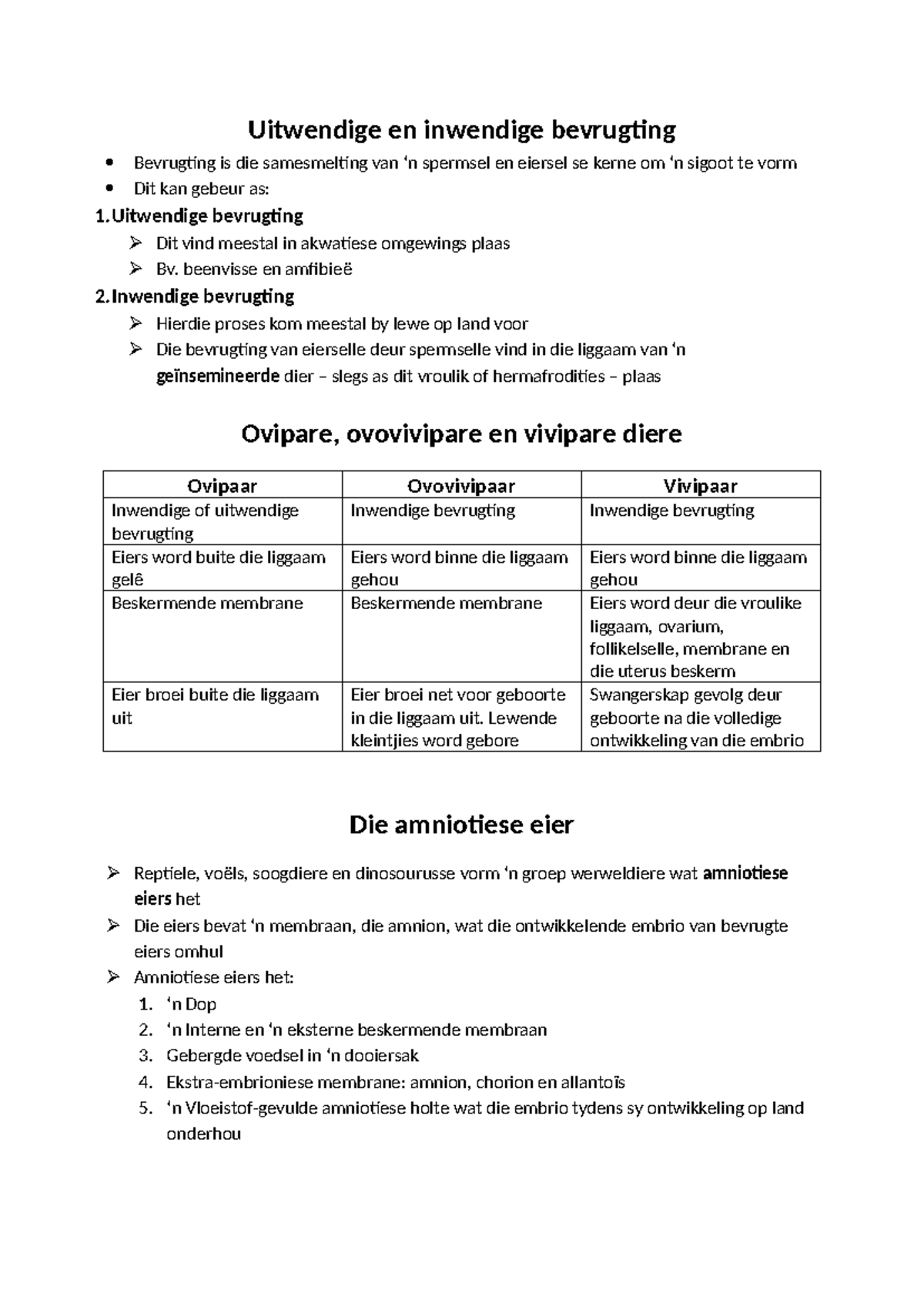 Bio- Vreastel 1 Gr 12 - Uitwendige en inwendige bevrugting Bevrugting ...