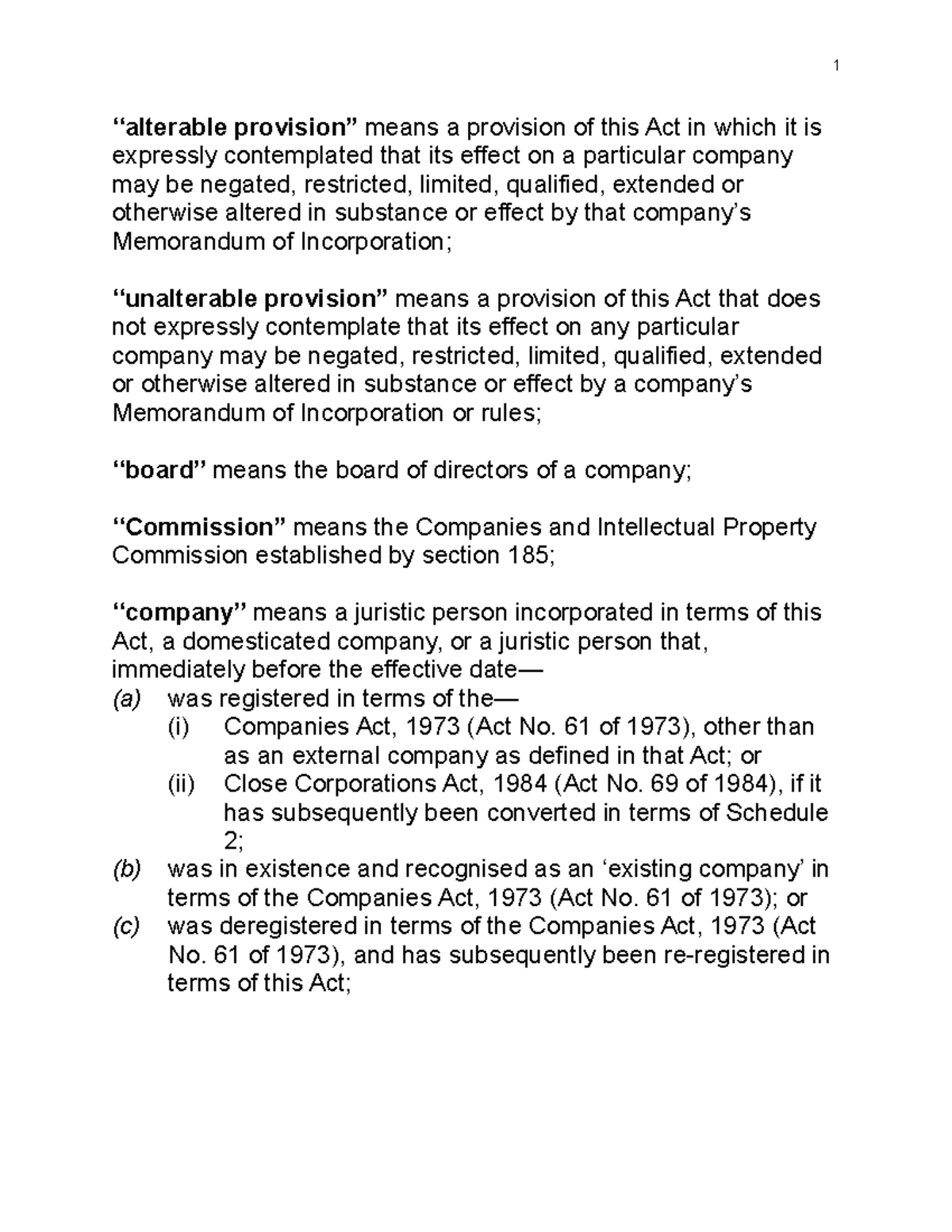 General interpretation of Act s5,,s7 - ‘‘alterable provision’’ means a ...