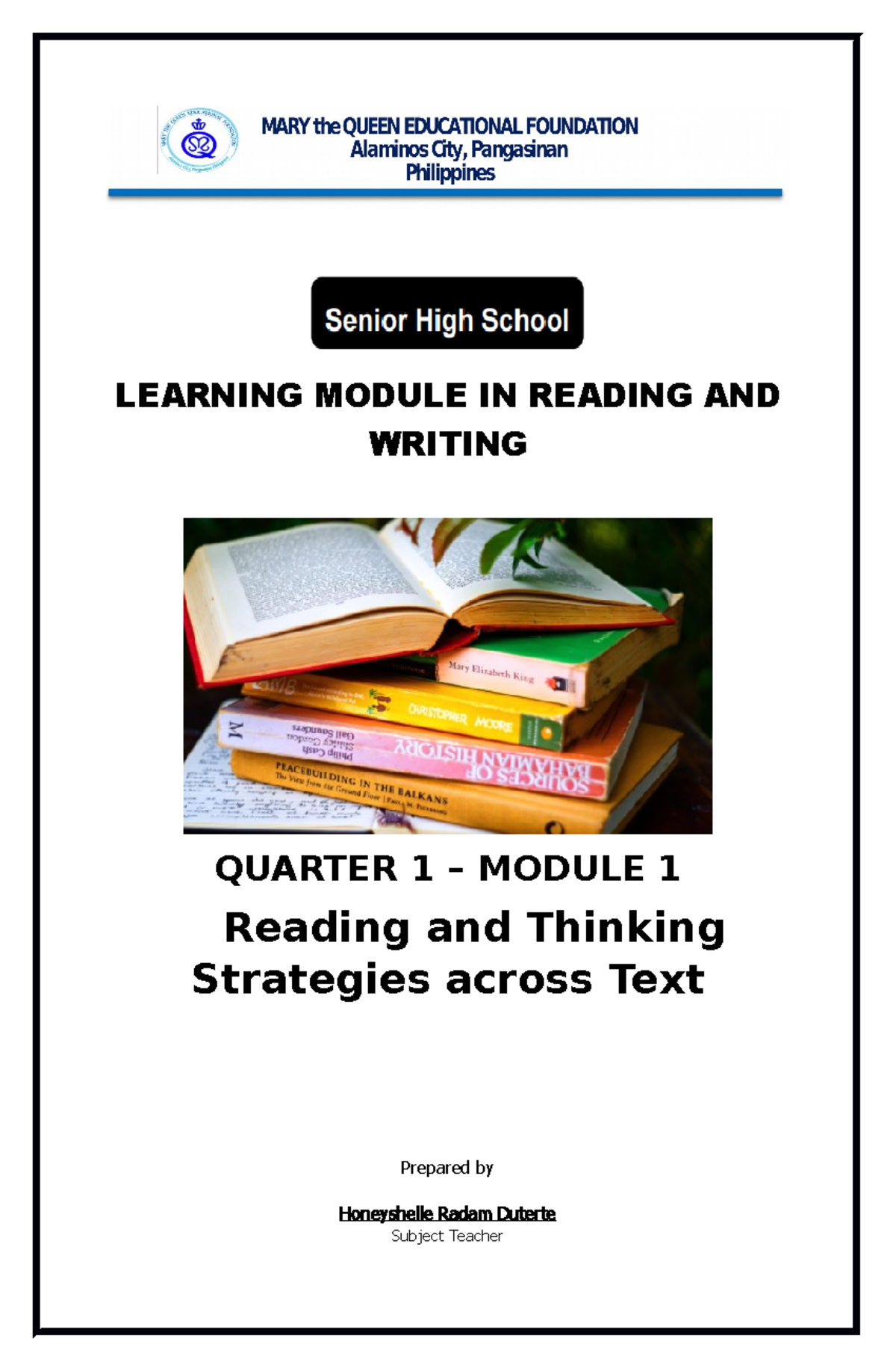 Reading and Writing Week 1 - MAED English - PangSU - Studocu