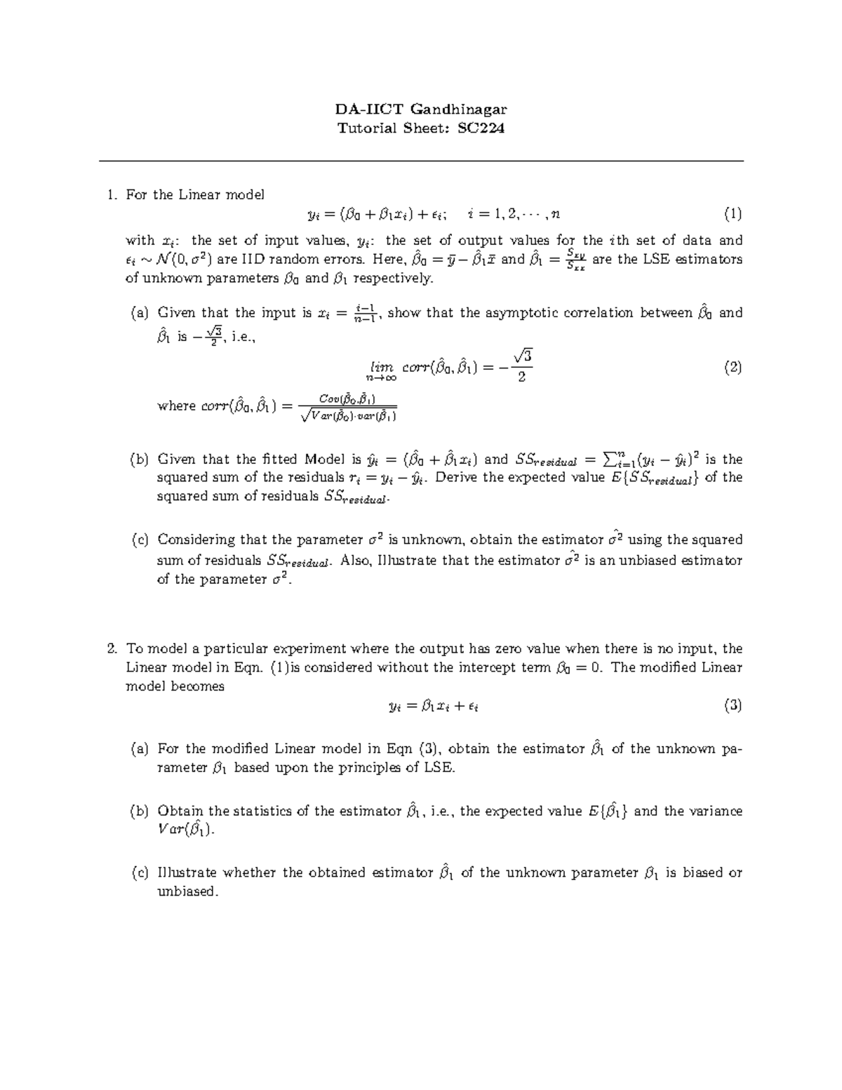 Tutorial Sheet 5 - Problems - DA-IICT Gandhinagar Tutorial Sheet: SC ...