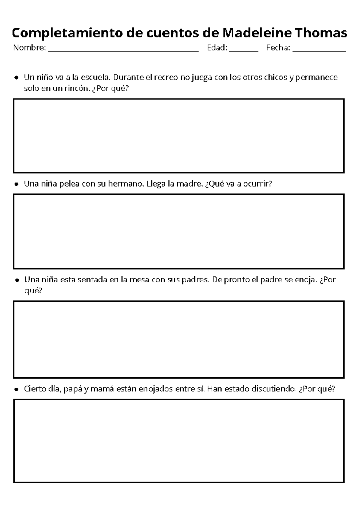 Madeleine Thomas - Completamiento de cuentos de Madeleine Thomas Nombre: - Studocu