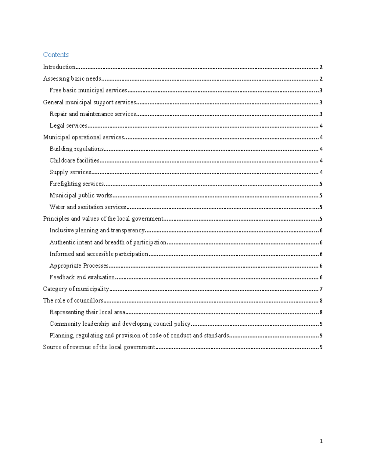 Local governance - Contents - Studocu