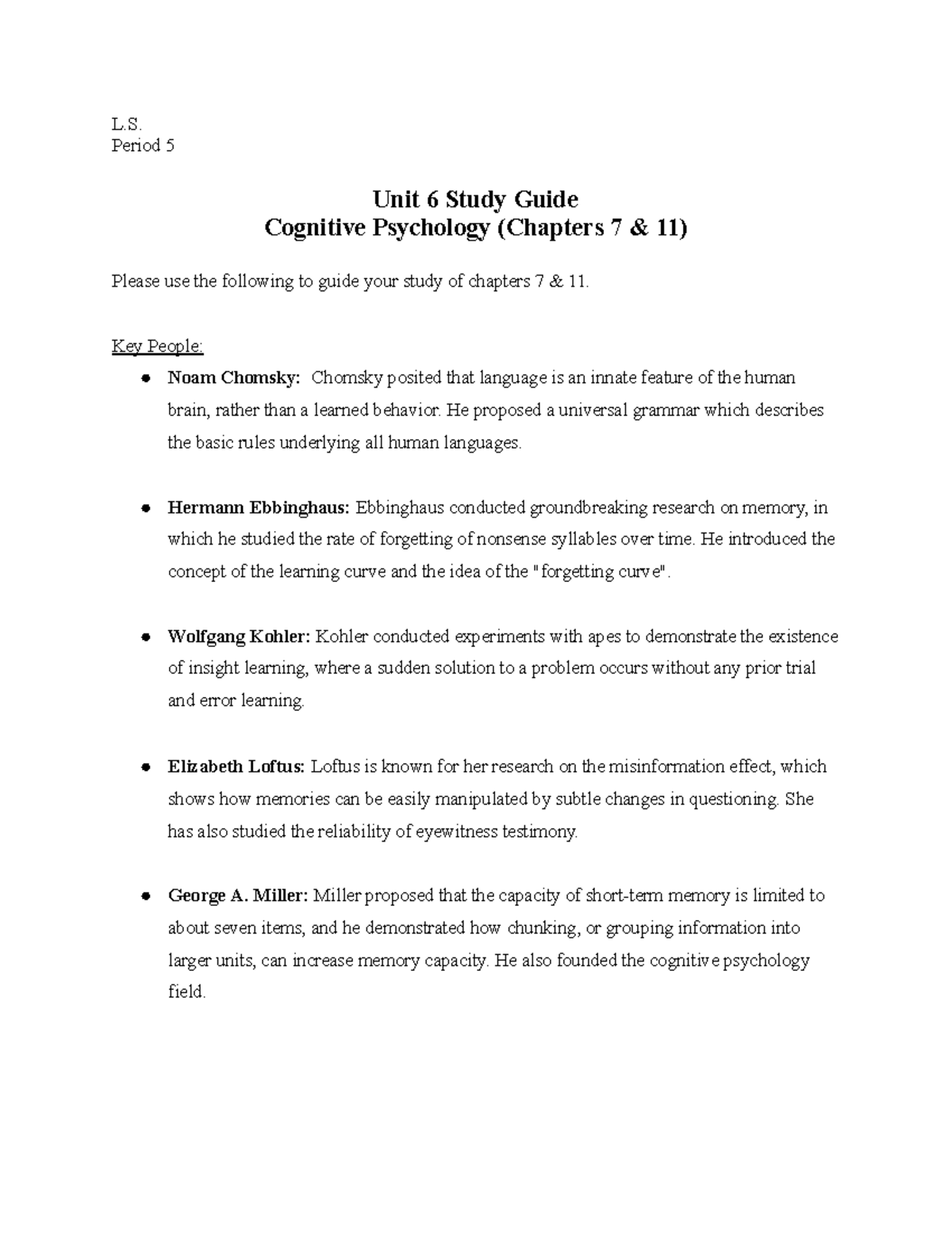 Unit 6 Study Guide - This is actually from LACES high school. It just ...