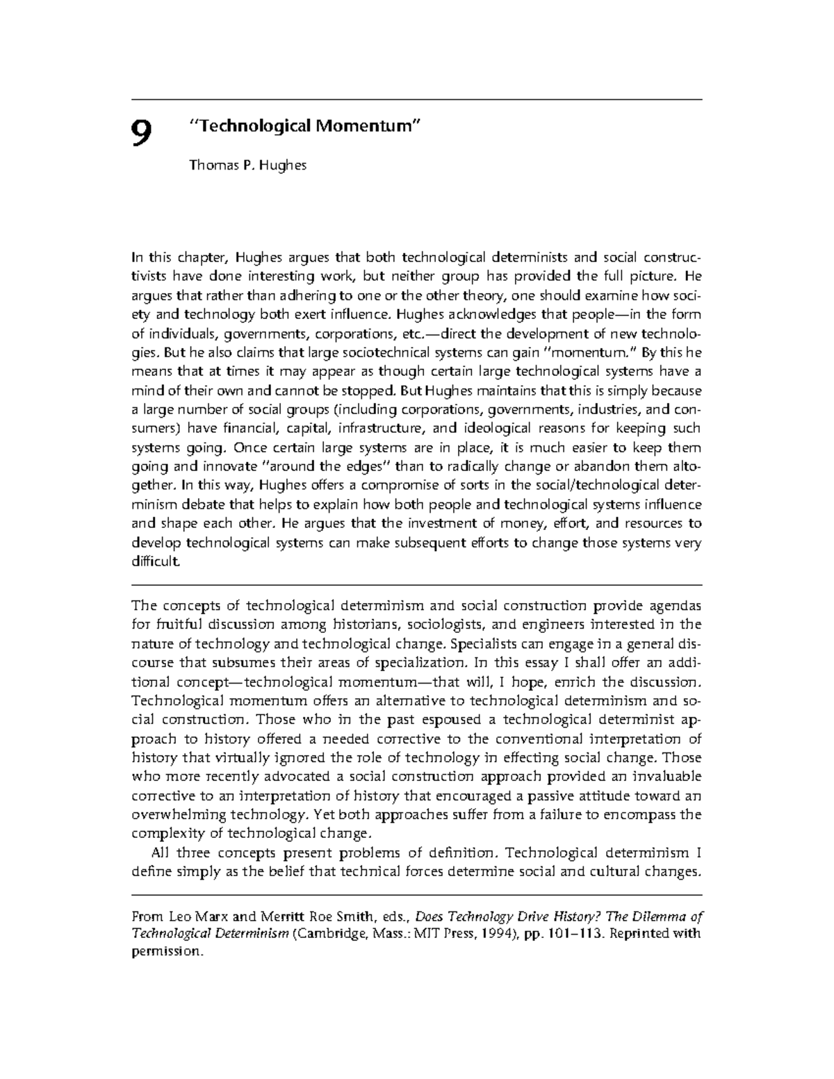 Class 3-Hughes Technological Momentum - 9 ‘‘Technological Momentum ...
