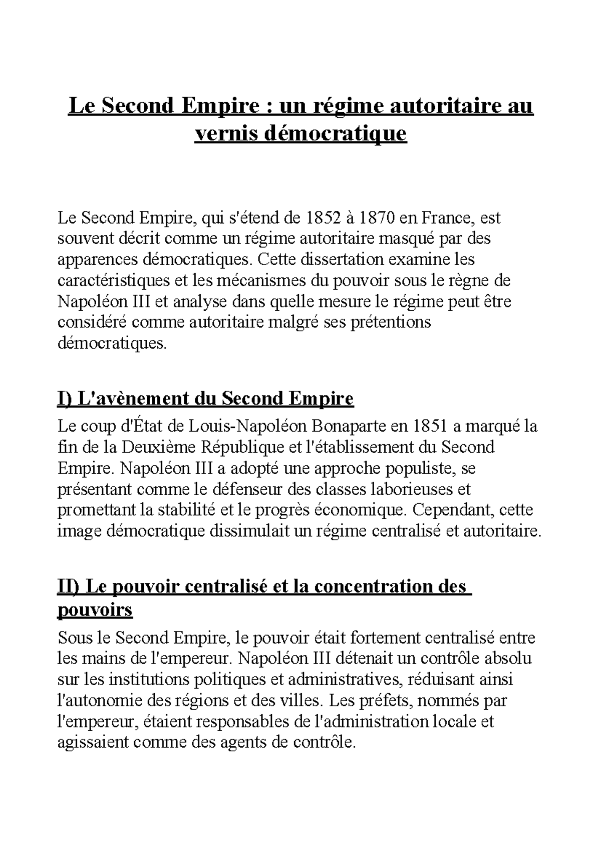 Le second empire un régime autoritaire au vernis démocratique - Le Second Empire : un régime ...