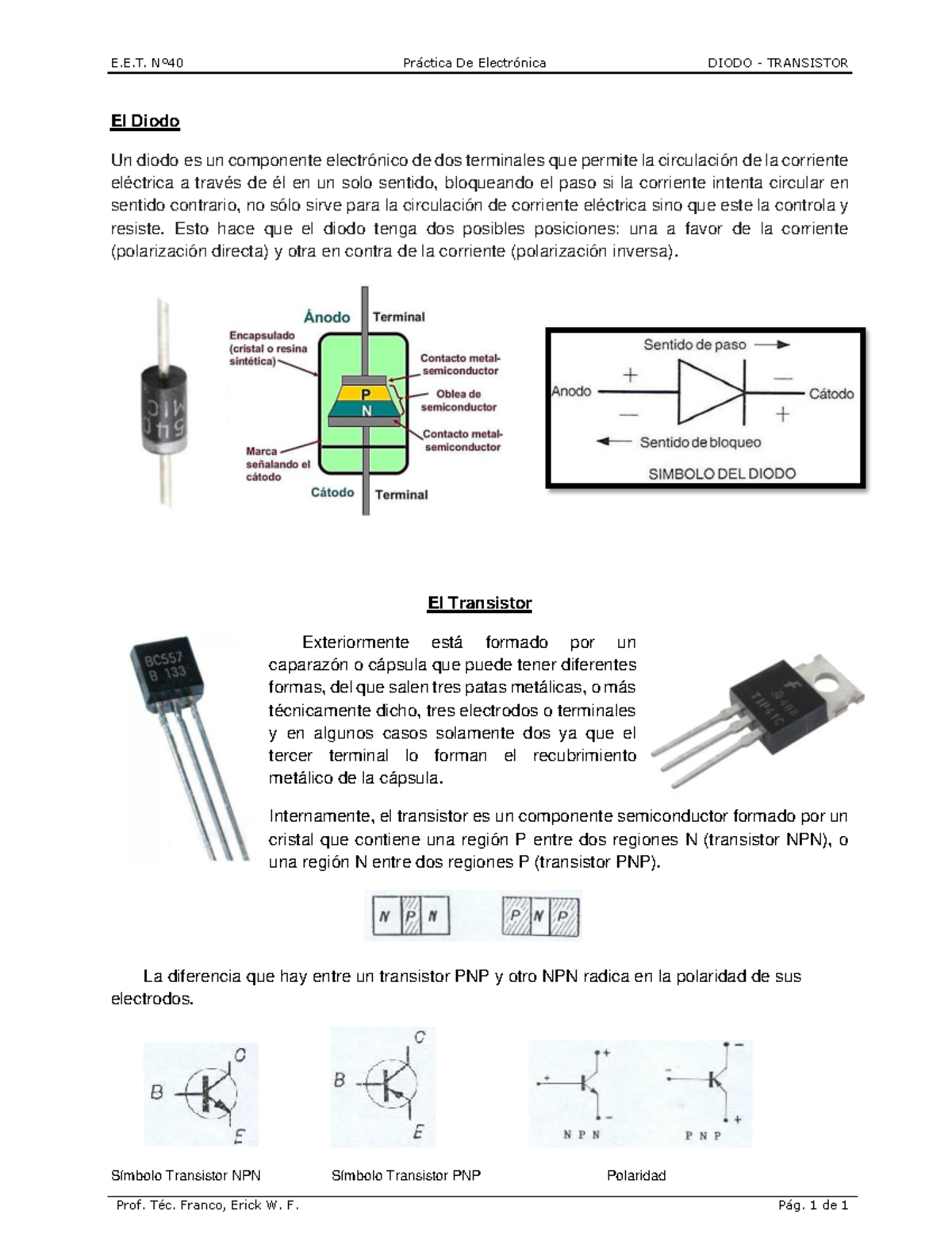 6 Diodo y Transistor - E.E. Nº40 Práctica De Electrónica DIODO ...