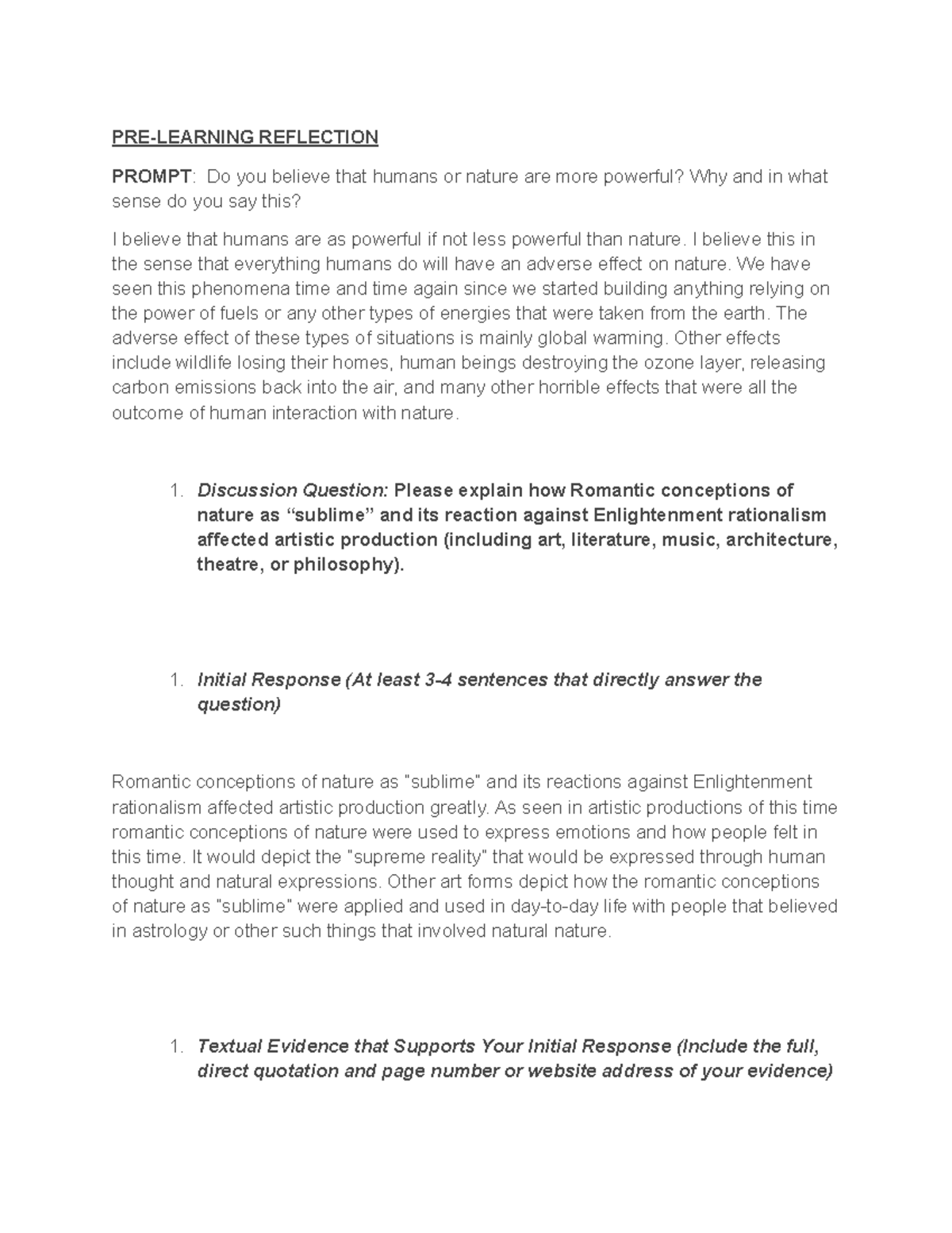 Discussion #7 Technology and The Sublime - PRE-LEARNING REFLECTION ...