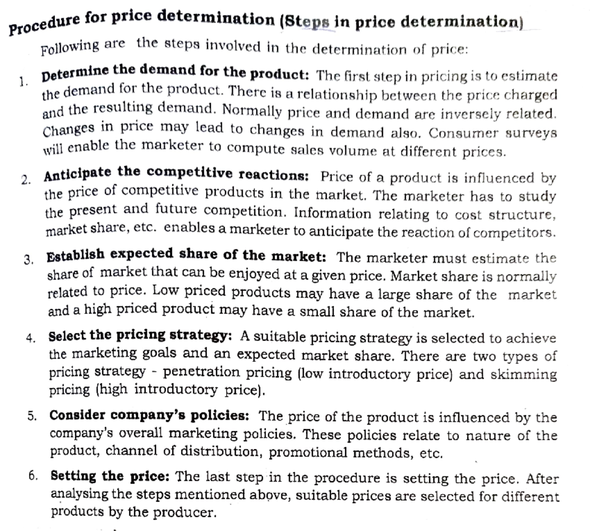 Procedure for price determination - re for price determination (Steps ...