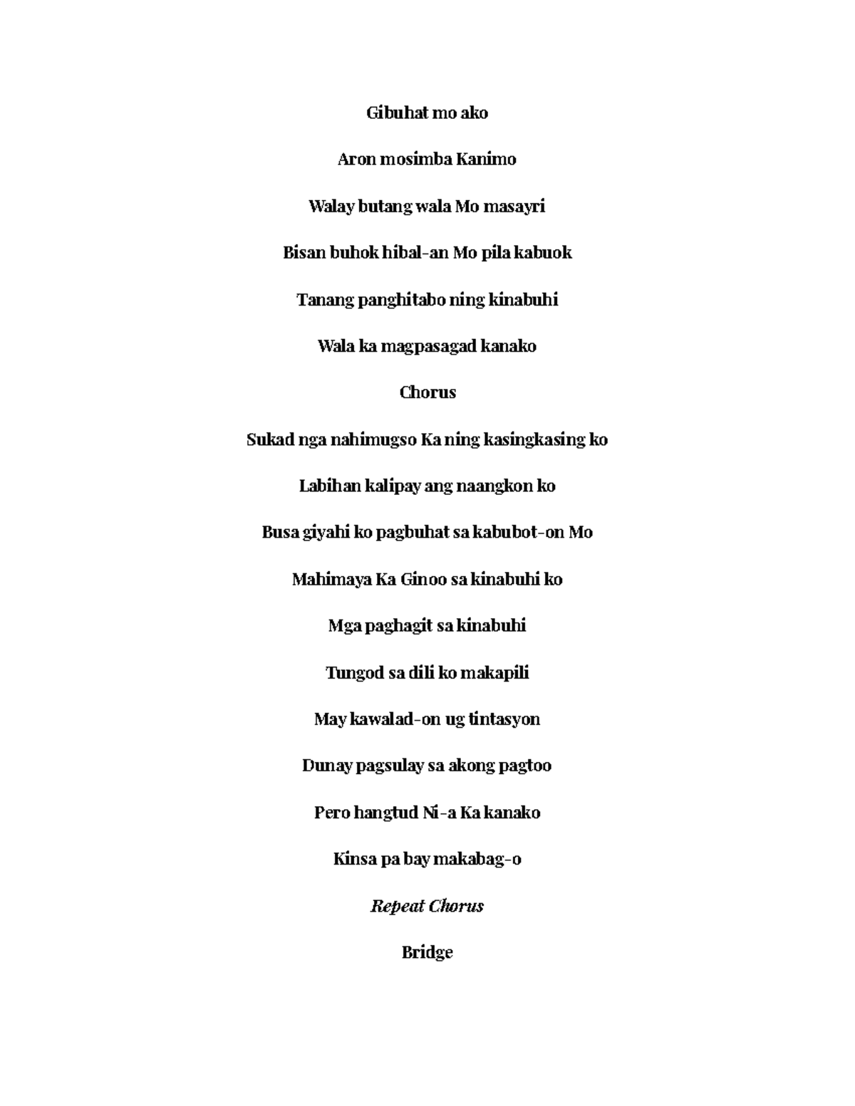 Sukad - a bisayan song for visayas people - Gibuhat mo ako Aron mosimba ...