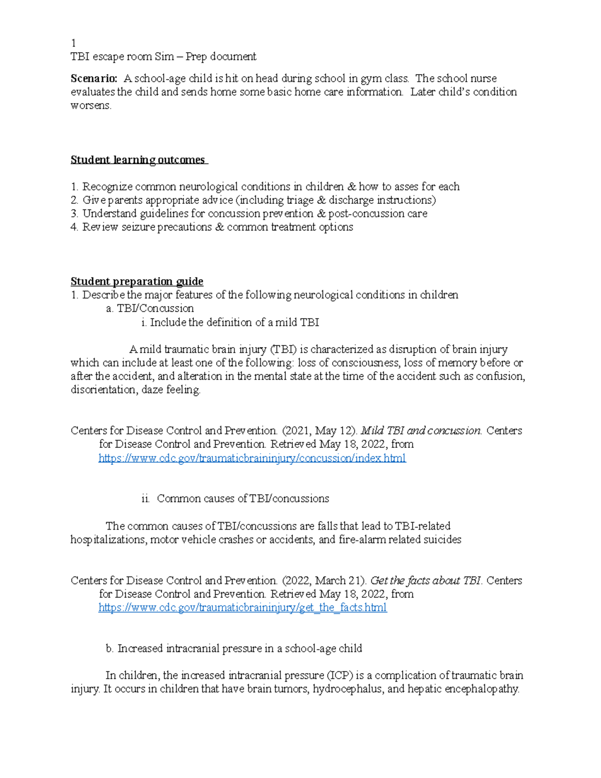 TBI escape room Sim Prep - TBI escape room Sim – Prep document Scenario ...