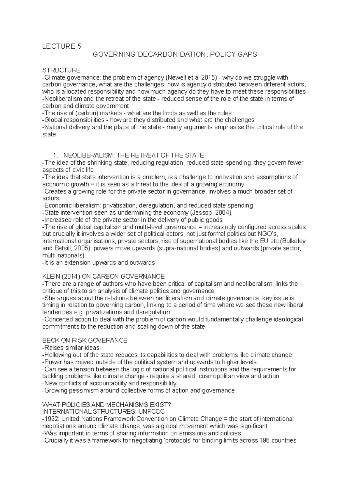 Governing decarbonisation: policy gaps - LECTURE 5 GOVERNING ...