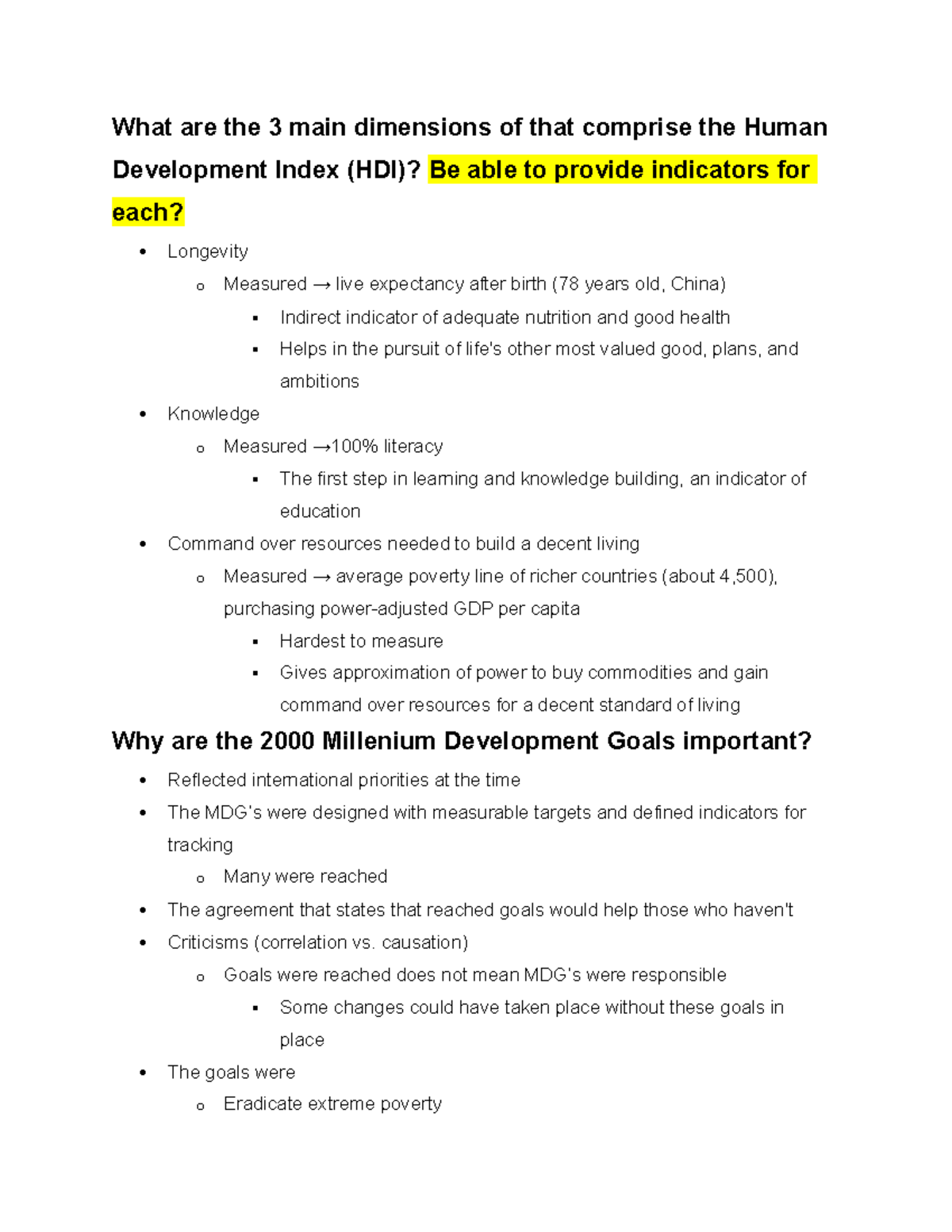 The 3 main dimensions of that comprise the Human Development Index ...