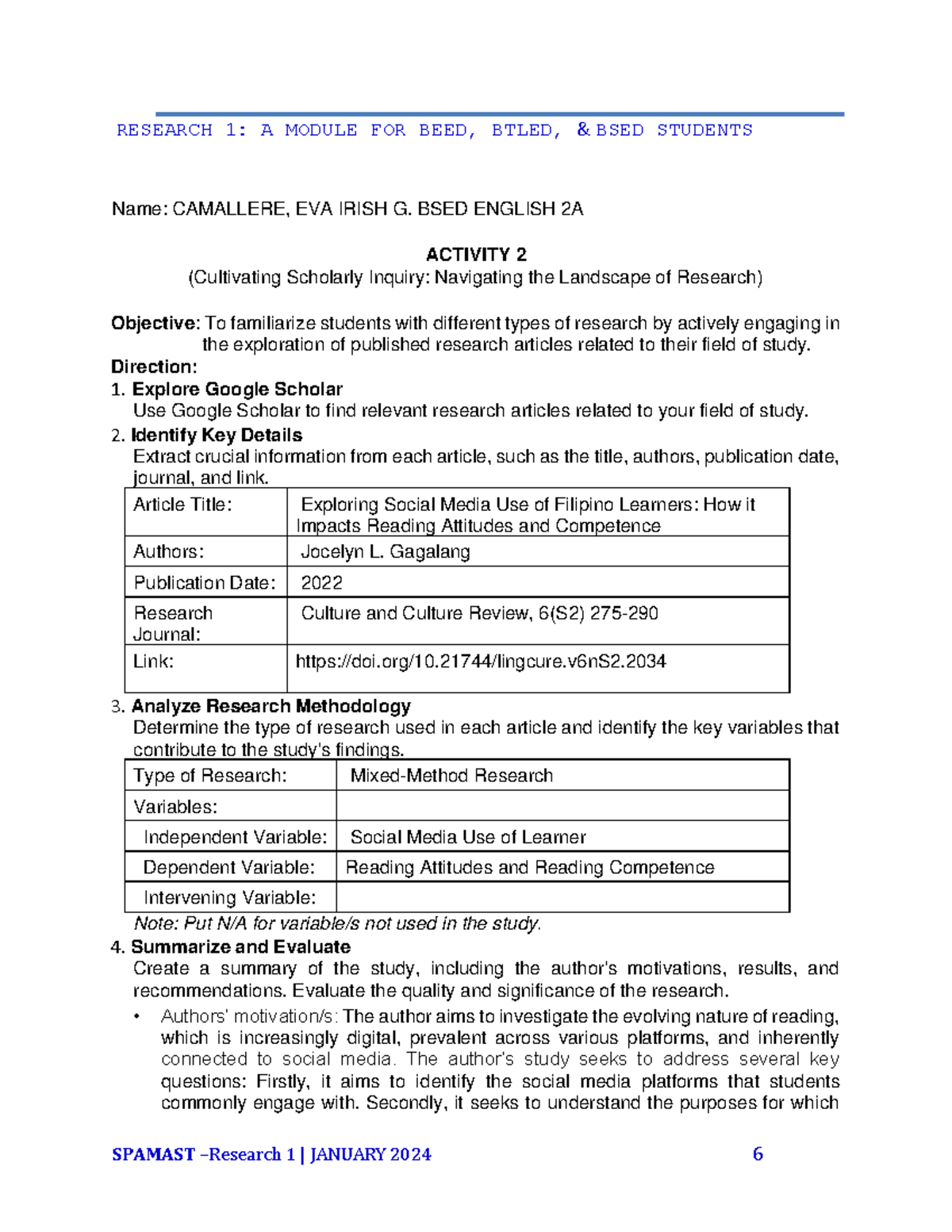 Res Ed E2 - hello - RESEARCH 1: A MODULE FOR BEED, BTLED, & BSED ...