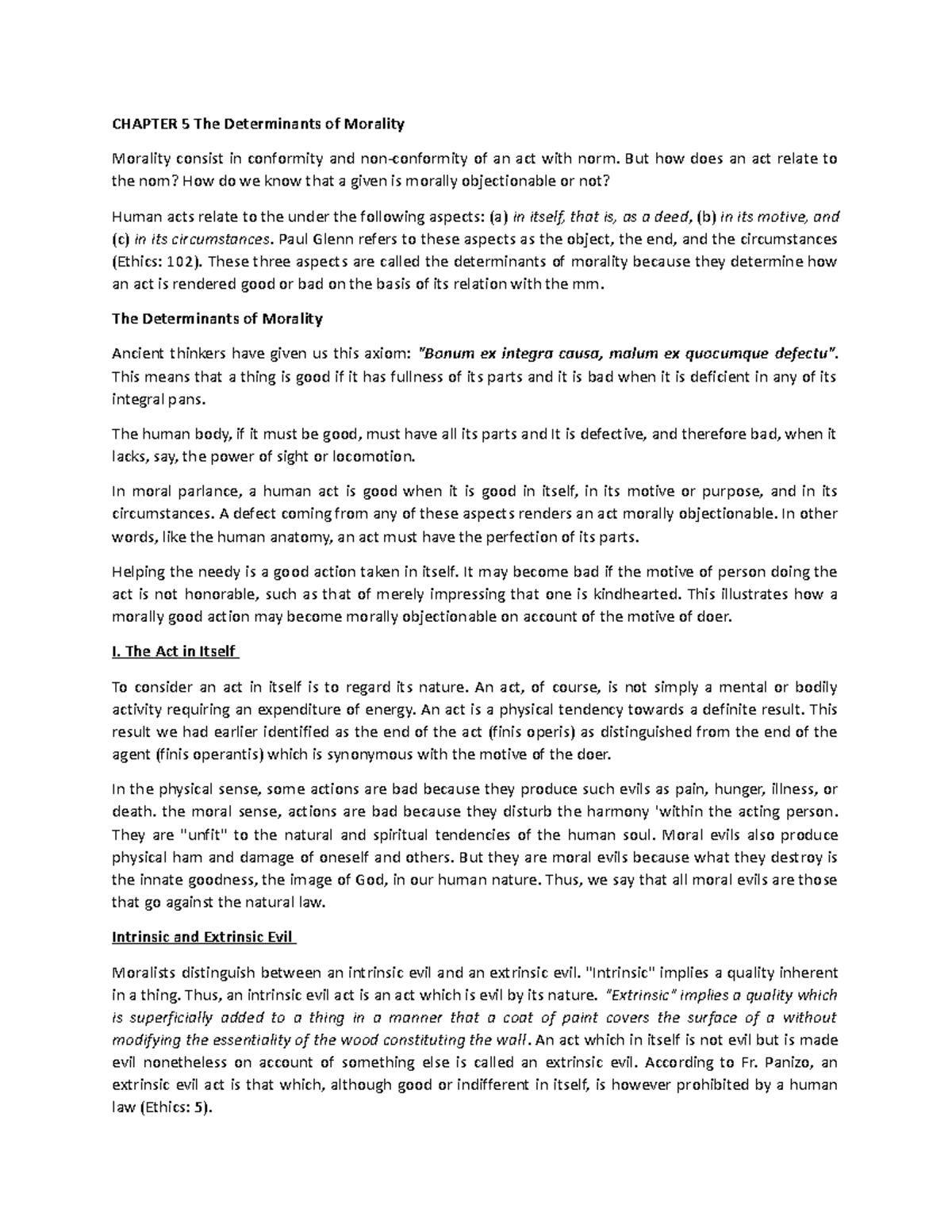 Chapter 5 The Determinants of Morality - CHAPTER 5 The Determinants of ...