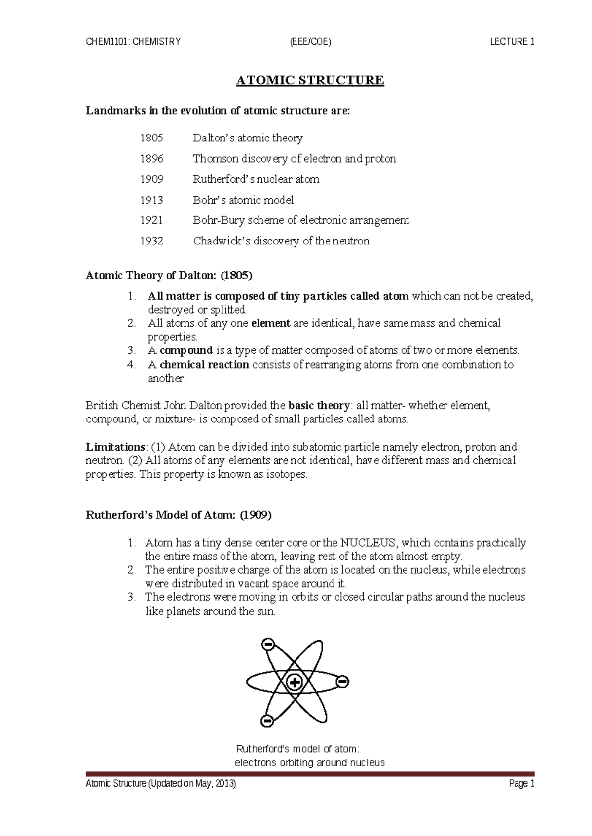 [CN] Atomic Structure - AZZC - ATOMIC STRUCTURE Landmarks in the ...