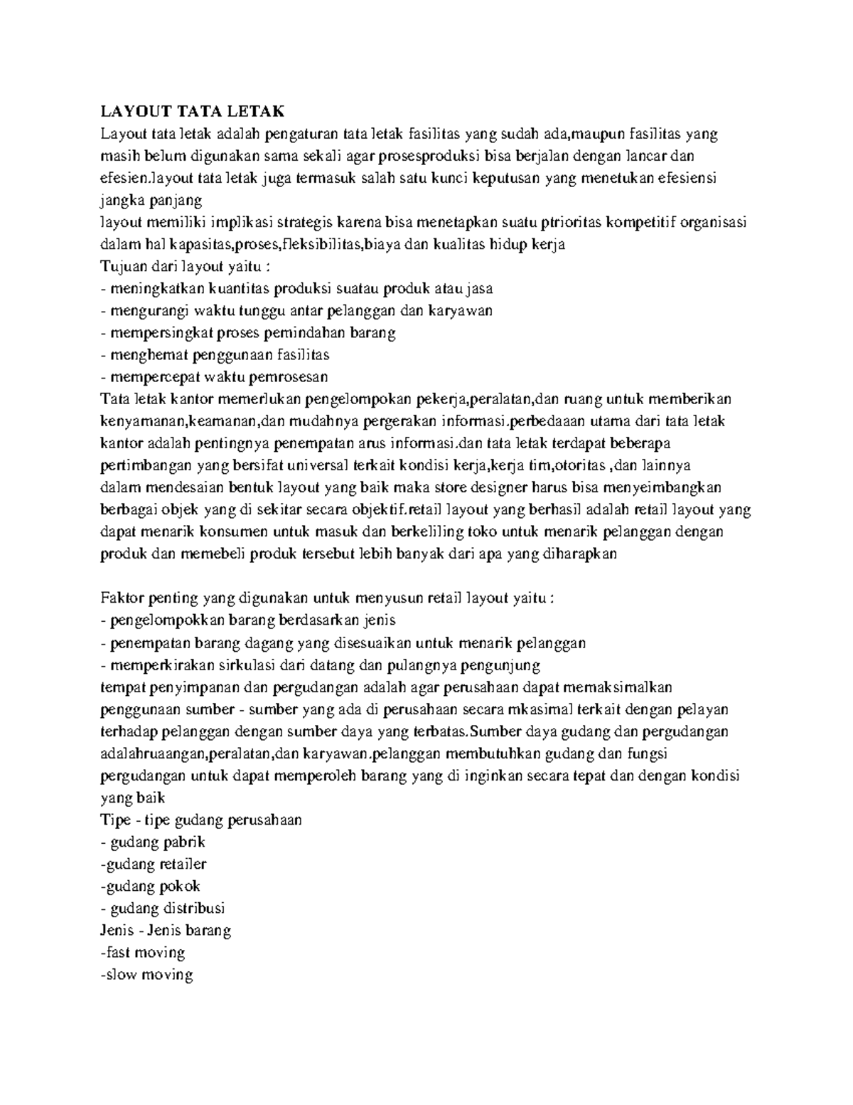 Tata letak layout dan Human Resource Management - LAYOUT TATA LETAK ...