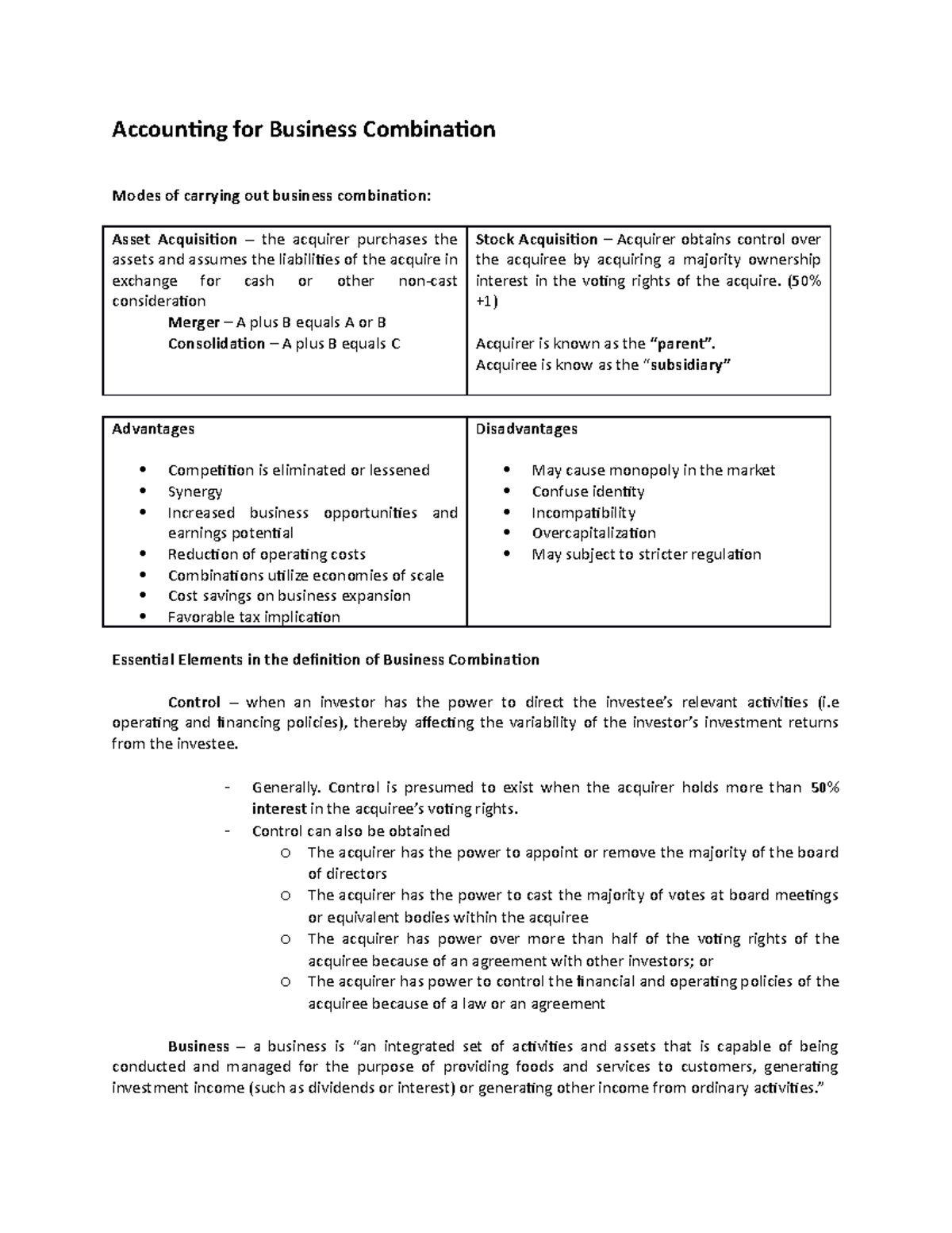 Accounting for business combination - PART 1 - Accounting for Business ...