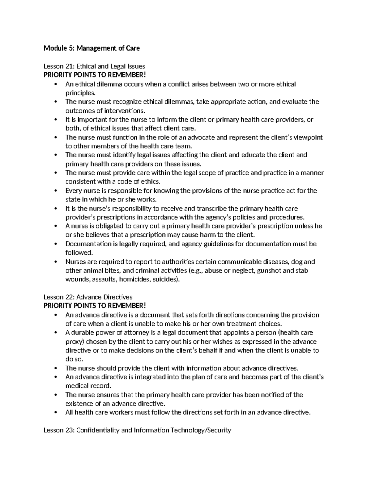 HESI Compass Module 5 - Information to study for the exit HESI - Module ...