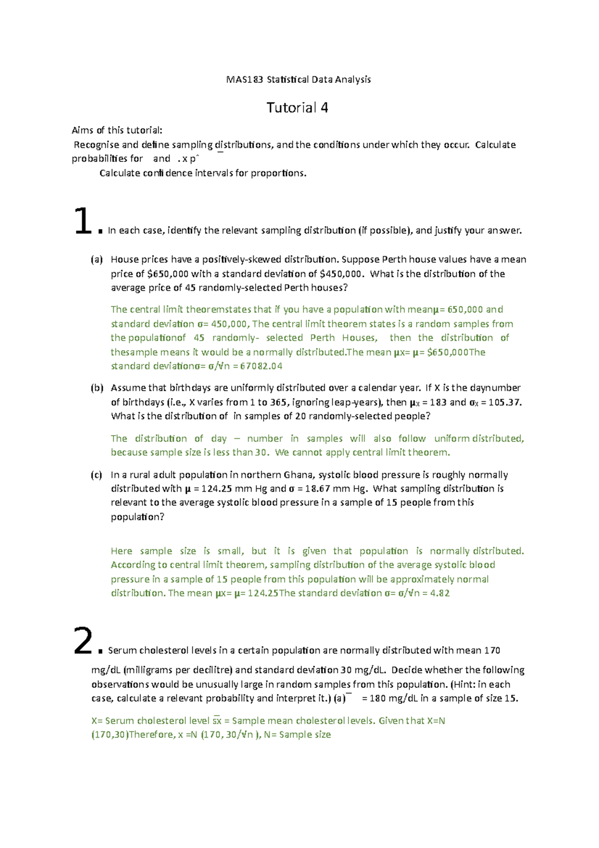 Tut 4 sem 2 - tute 4 - MAS183 Statistical Data Analysis Tutorial 4 Aims of this tutorial ...