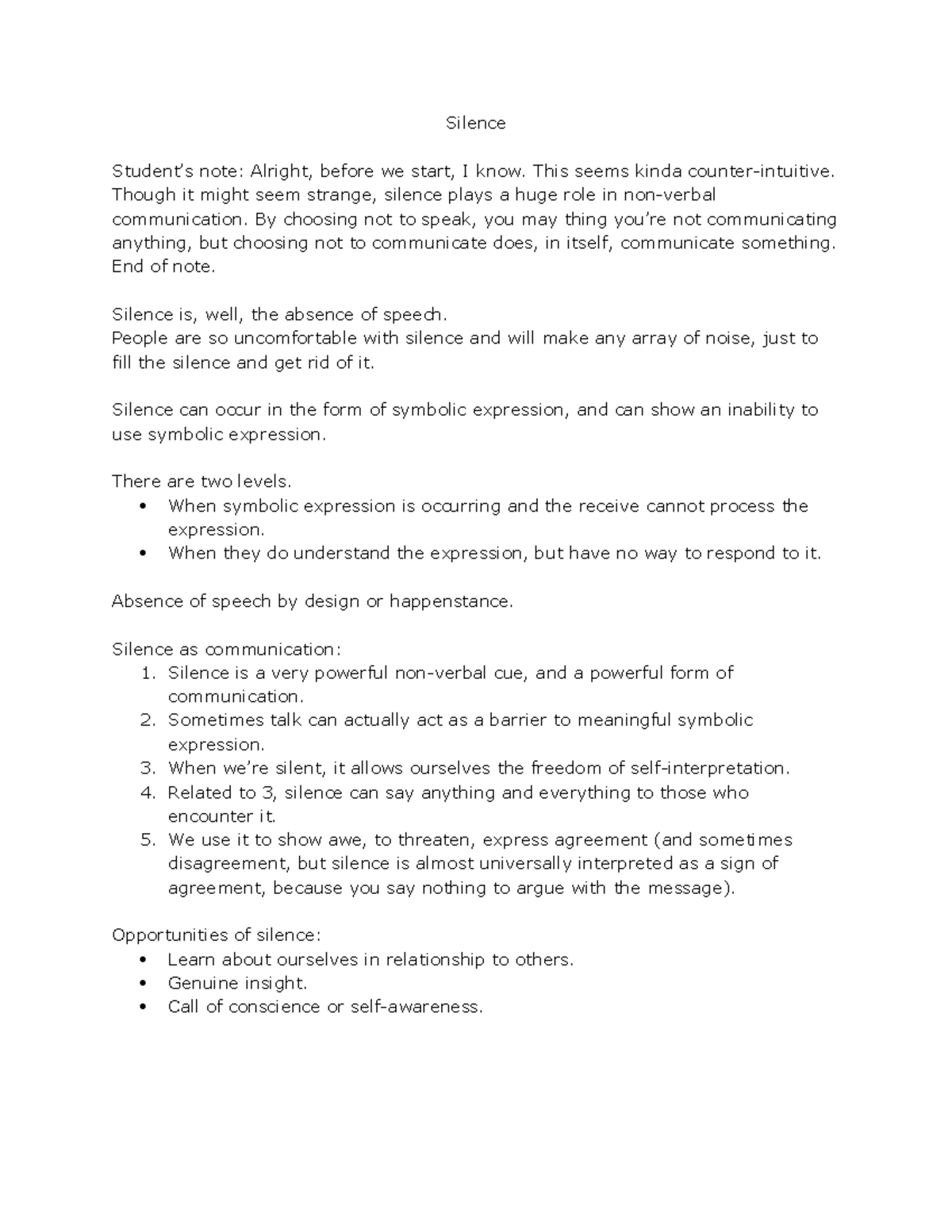 The Importance of Silence - Silence Student’s note: Alright, before we ...