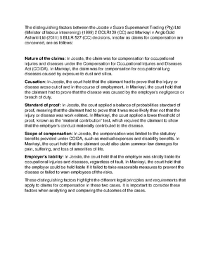 [Solved] The COID Act provides for for an occupational injury an ...