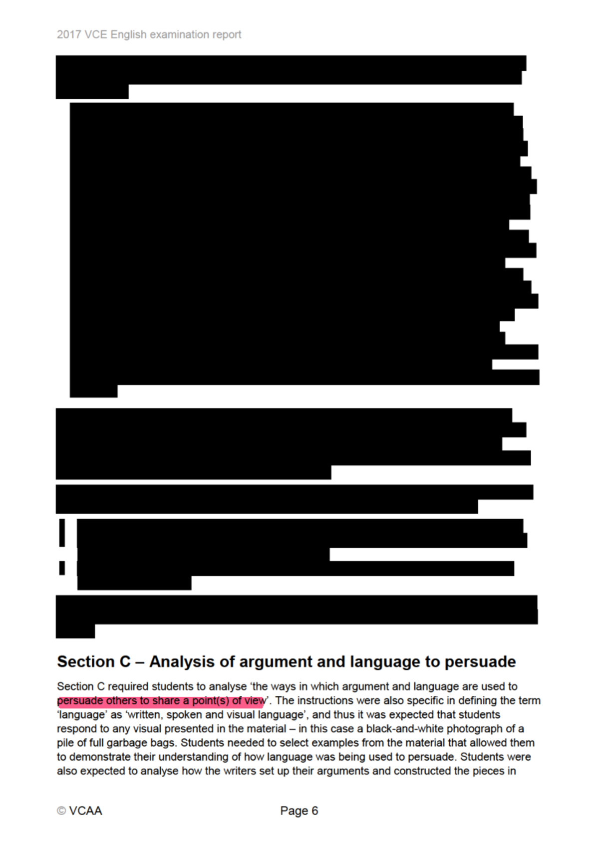 Exam Report 2017 Sec C - 2017 VCE English examination report © VCAA ...