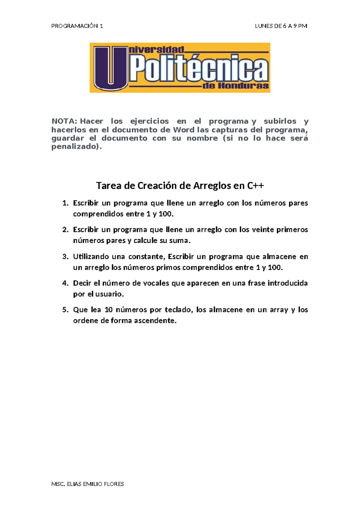 GUIA de Creación de Arreglos en C++ - PROGRAMACIÓN 1 LUNES DE 6 A 9 PM ...