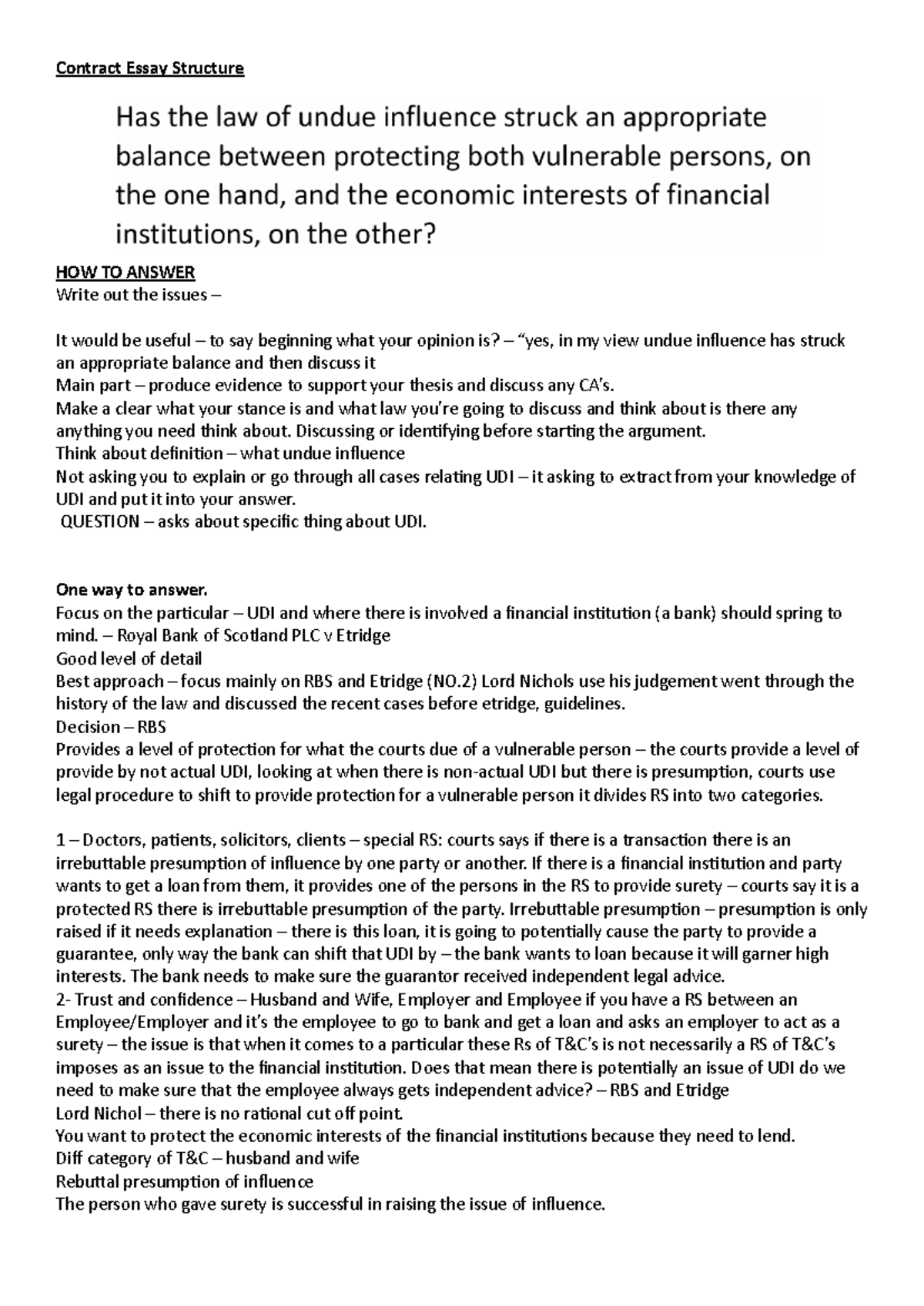 Contract Essay Structure - Make a clear what your stance is and what ...
