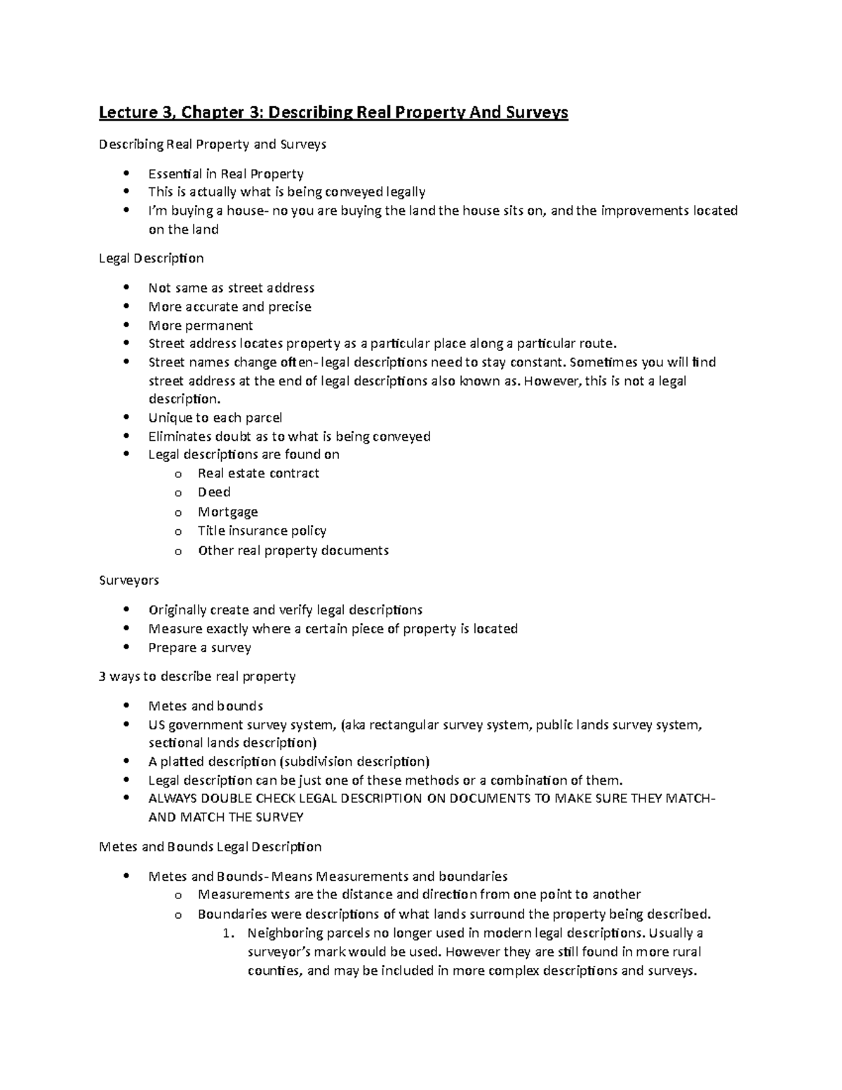 Lecture 3 describing real property - Lecture 3, Chapter 3: Describing ...
