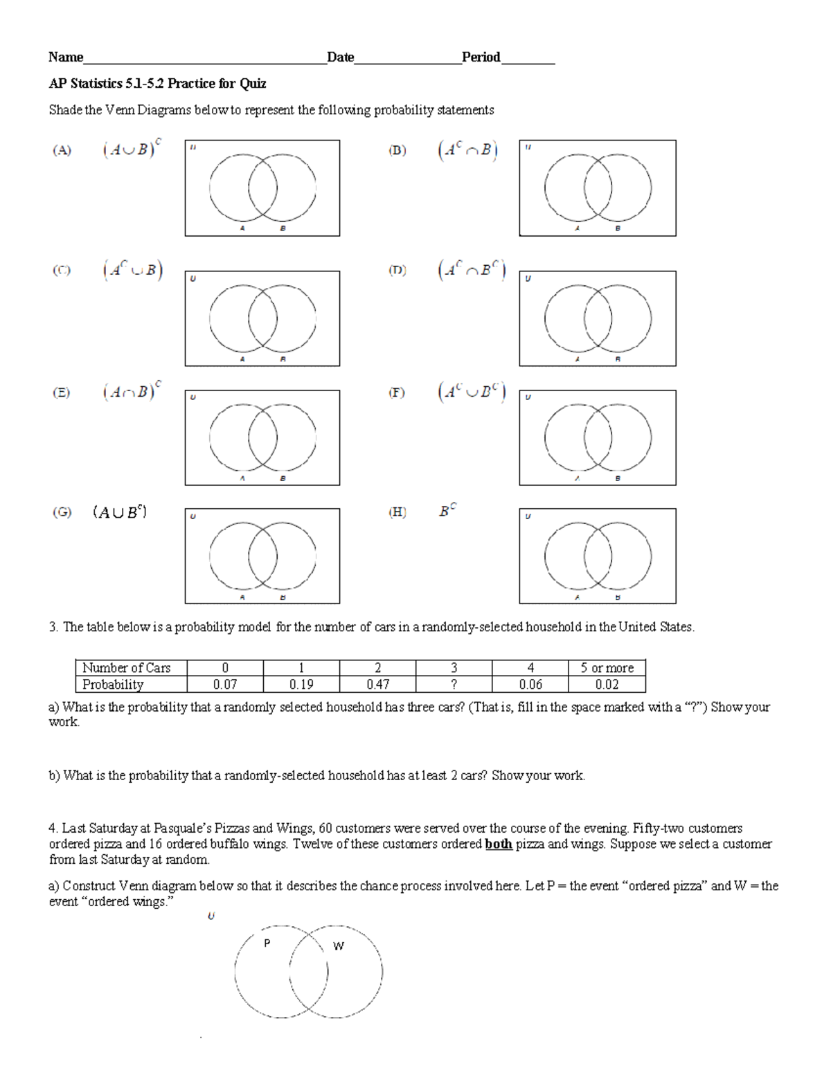 Venn Diagram worksheet - Name____________________________________Date ...