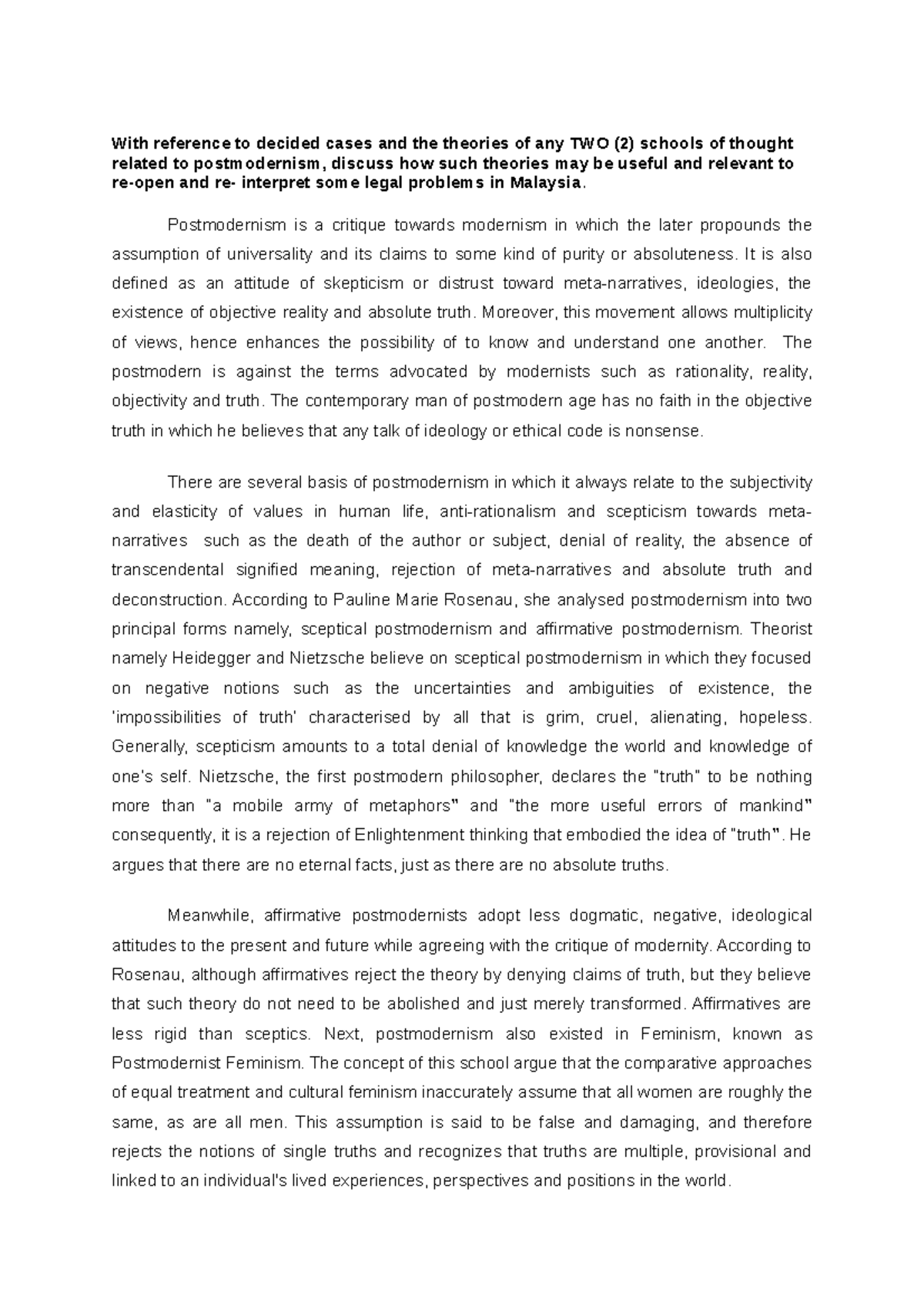 Juriprudence 2 final paper - With reference to decided cases and the ...