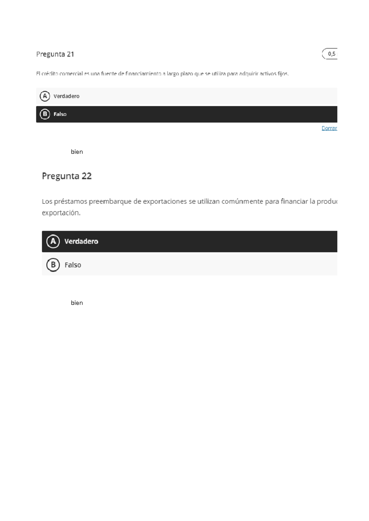 Parcial FI CORP 2024-2 - Finanzas corporativas - Pregunta 21 0,5 El crédito comercial es una ...