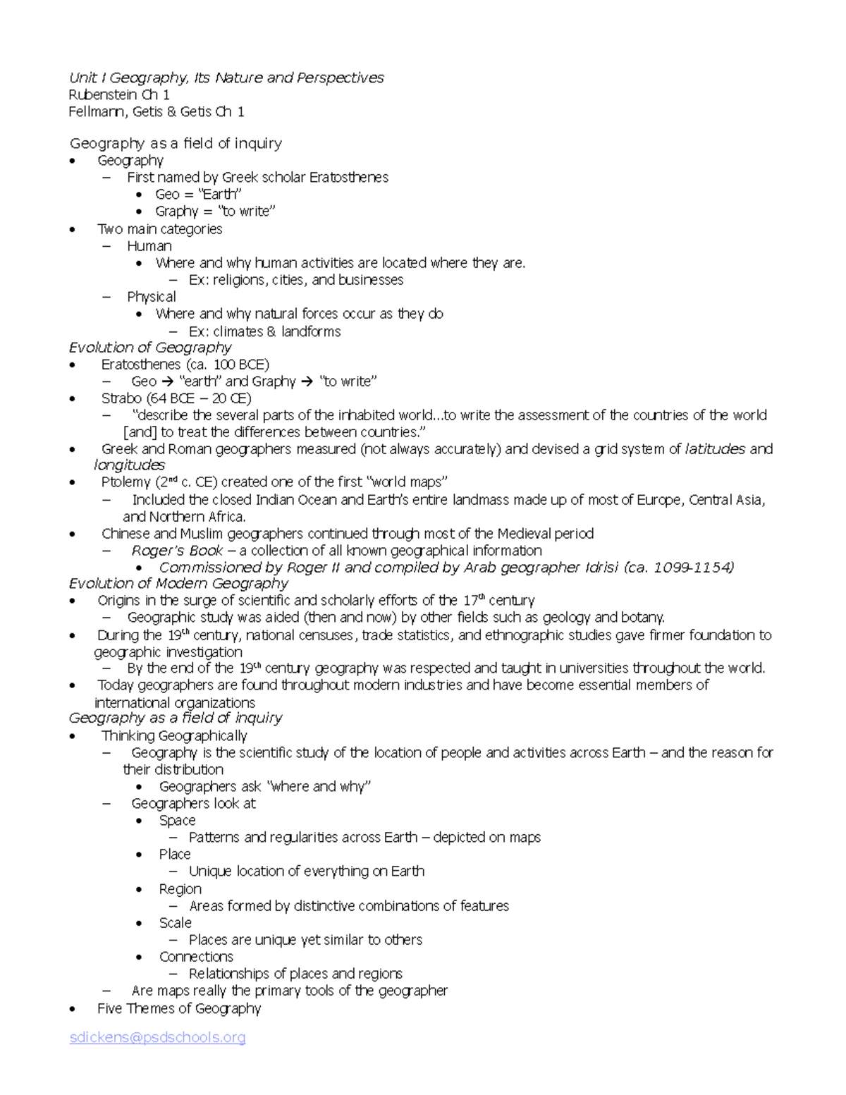 Unit1-Lecture Notes - Unit I Geography, Its Nature and Perspectives ...