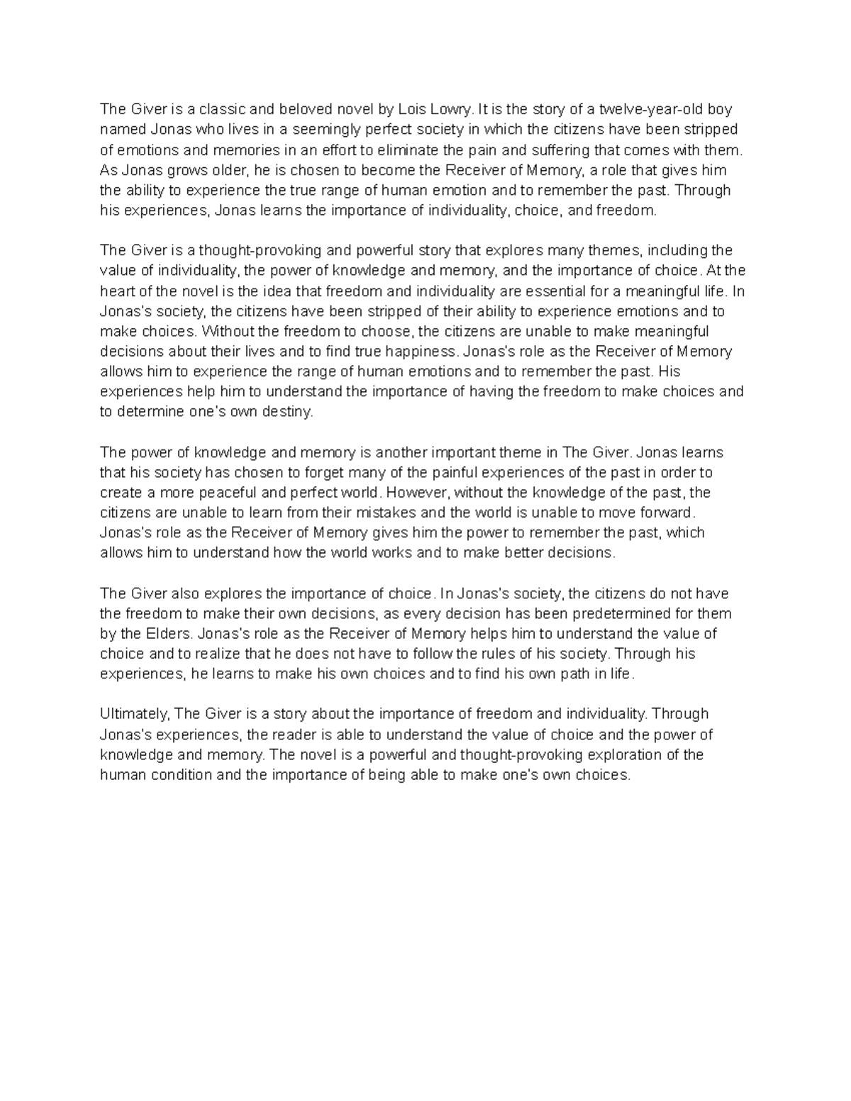 The Giver - practice materials - The Giver is a classic and beloved ...