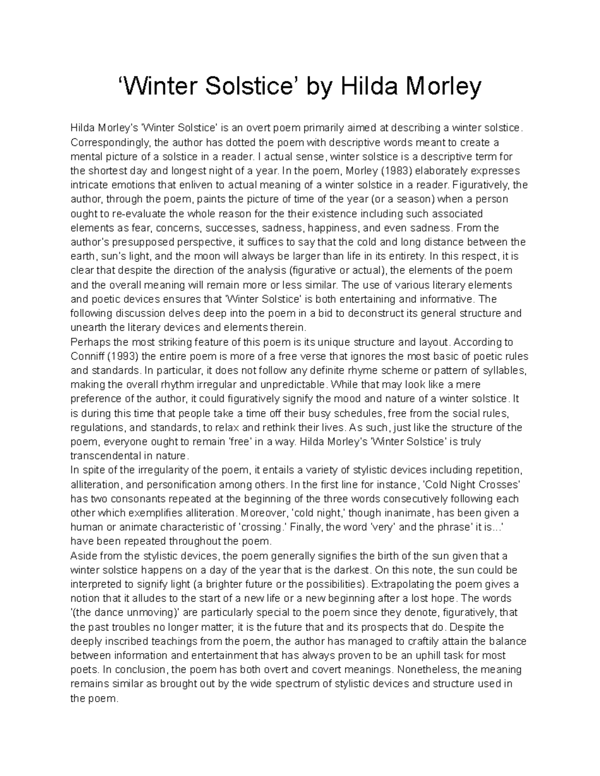 ‘Winter Solstice’ by Hilda Morley - Correspondingly, the author has ...